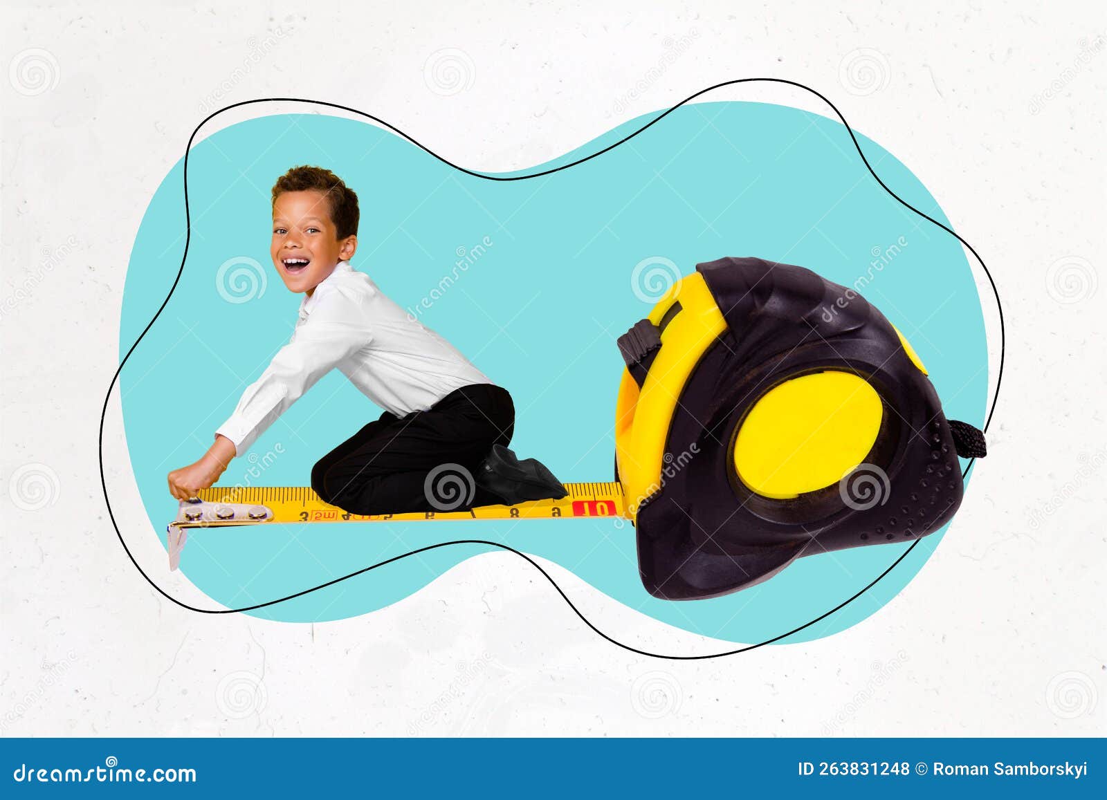 Creative Abstract Collage Template Graphics Image of Excited Funny Boy ...