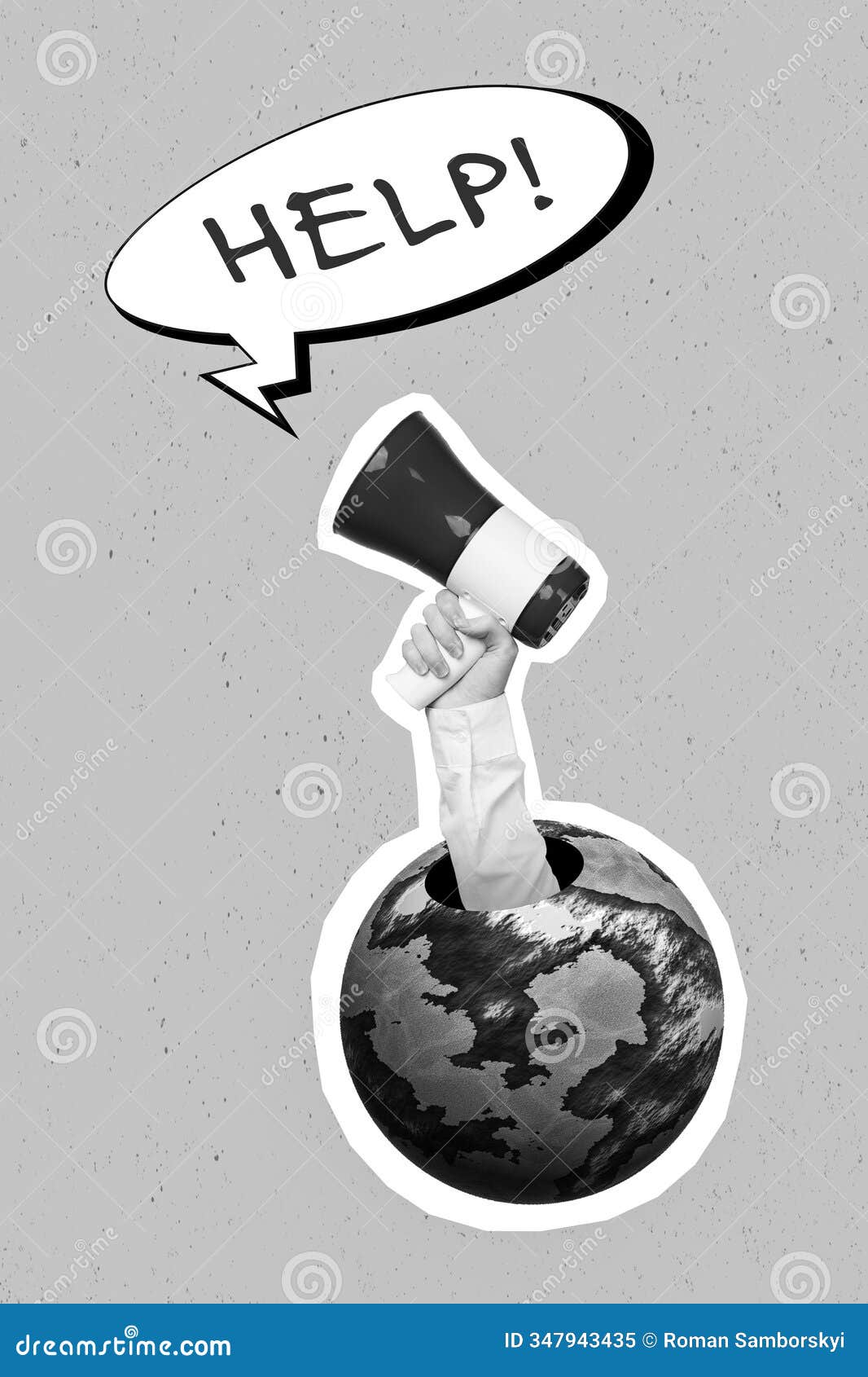 Creative Abstract Collage Template Graphics Image of Planet Holding ...