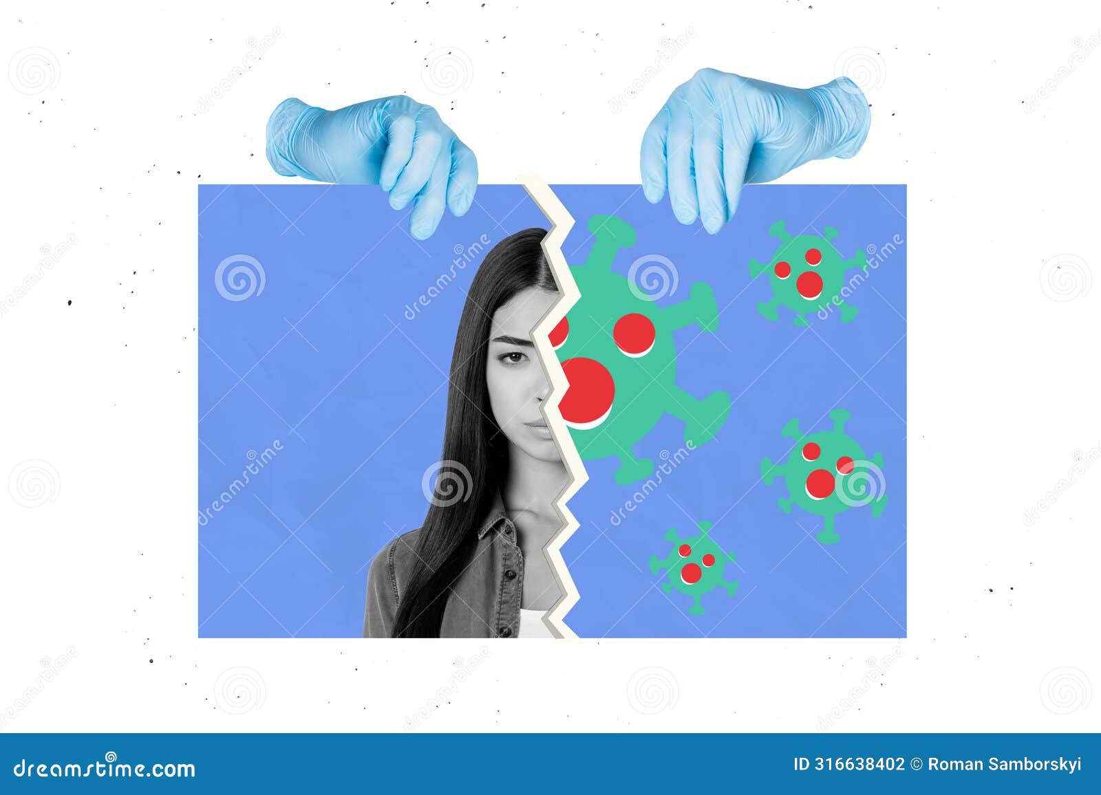 Creative Abstract Collage Template Graphics Image of Serious Lady ...