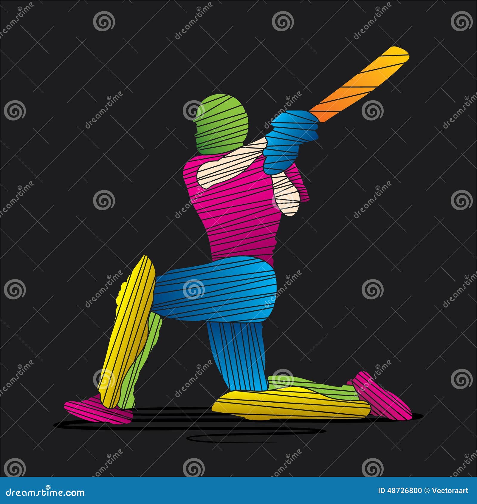 Creative Abstract Cricket Player Design by Brush Stroke Stock Vector ...