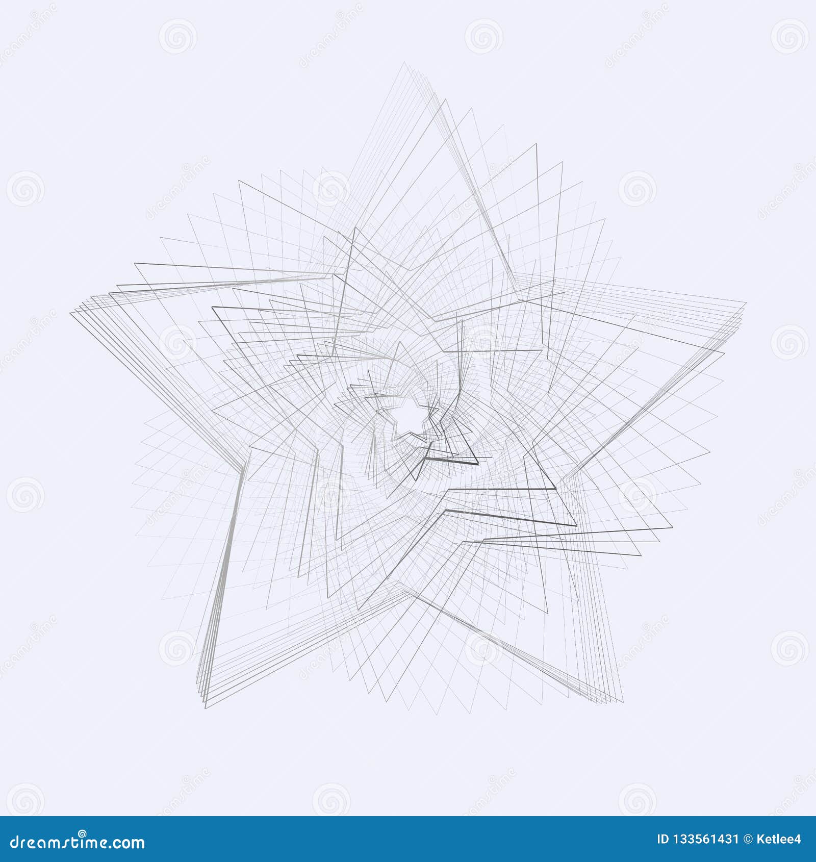 Creative Abstract Cyclic Spinning Spiral Star on a Gray Background ...