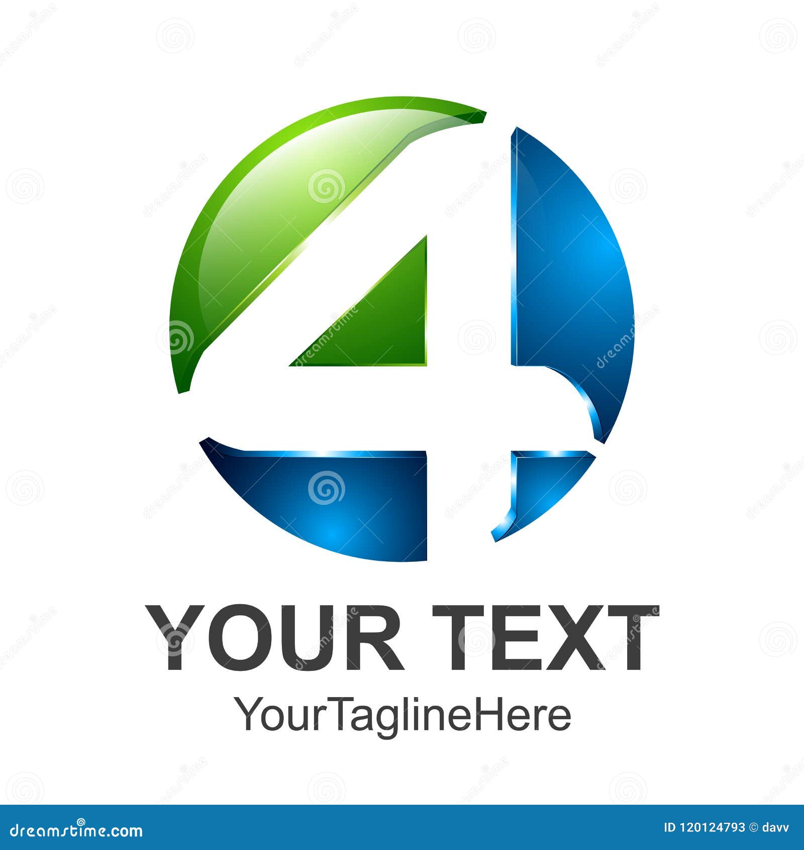 Creative Abstract 3D Number Four Vector Logo Design Template Element ...