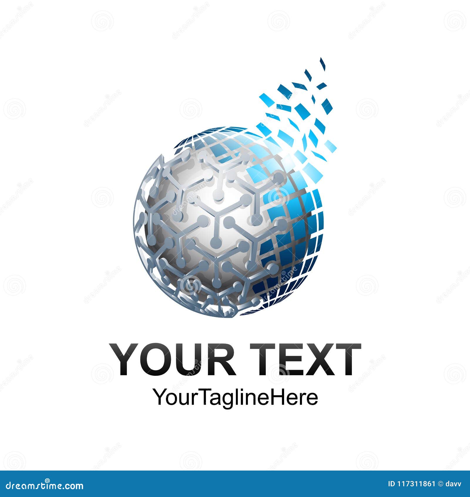 Creative Abstract 3d Pixel Sphere Vector Logo Design Template Element ...