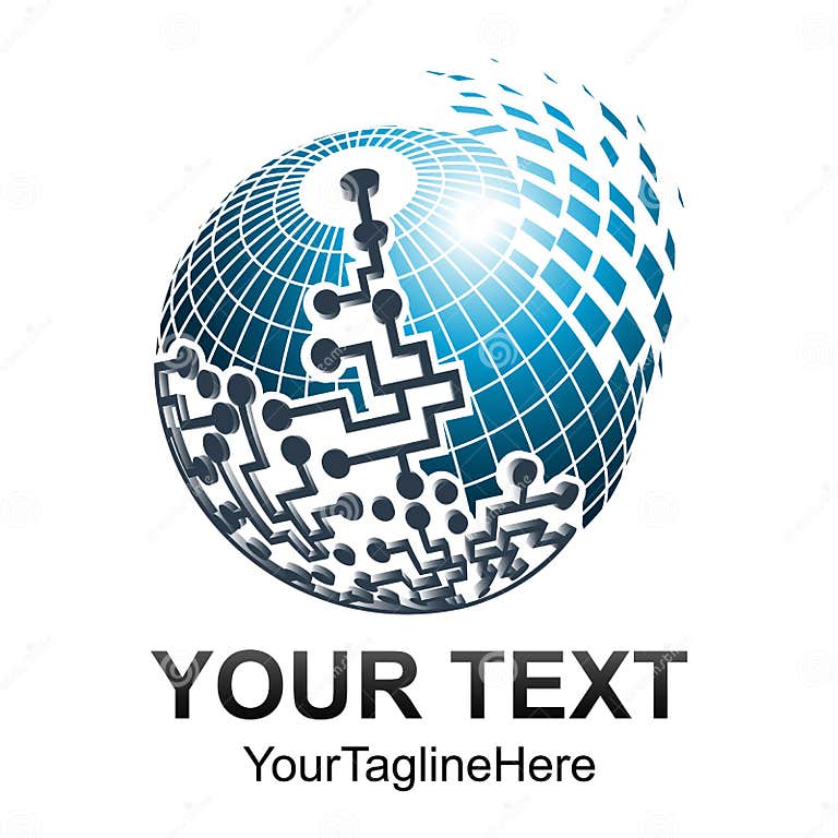 Creative Abstract 3d Pixel Sphere Vector Logo Design Template Element ...