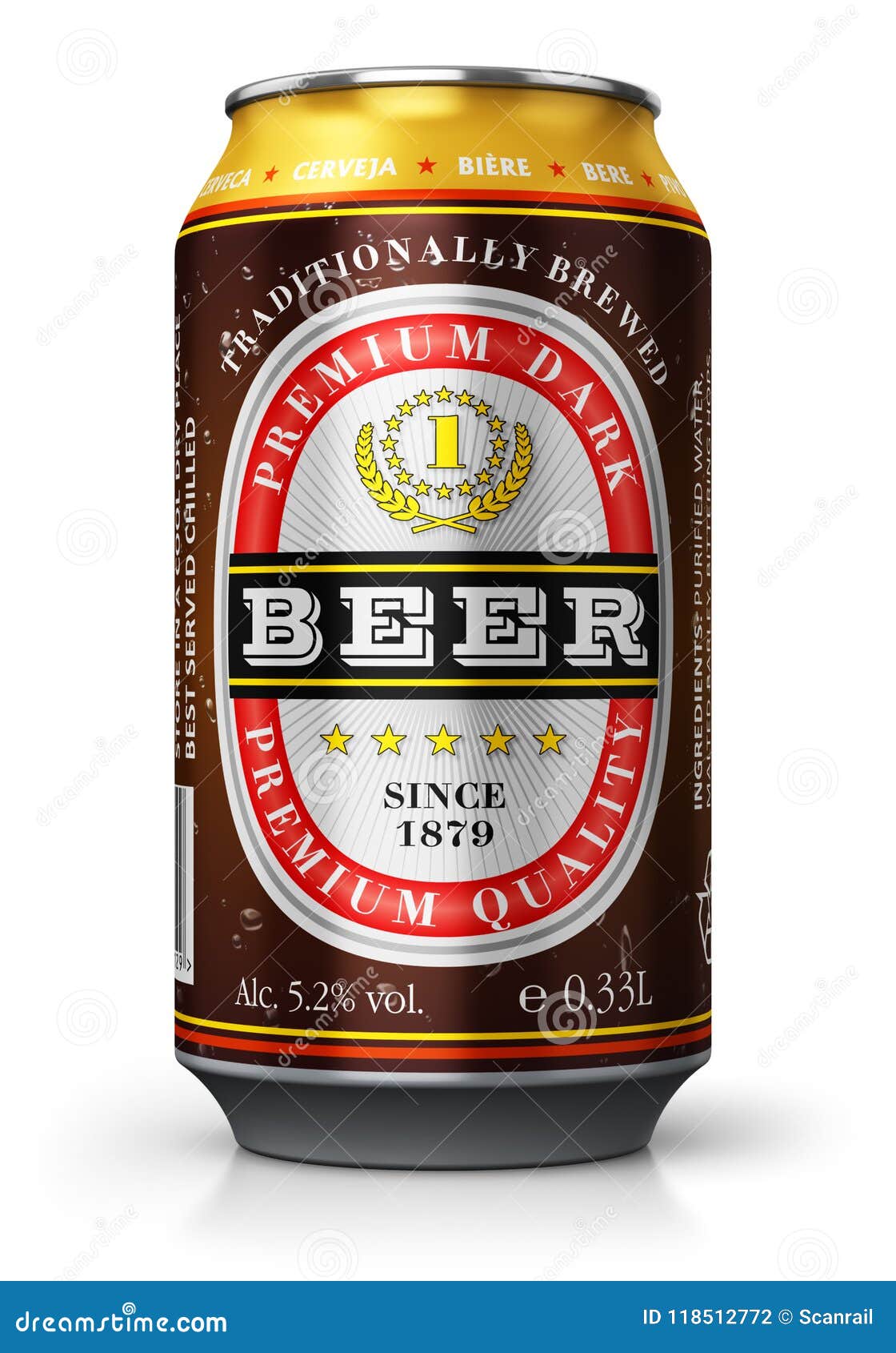 Dark Beer Can Isolated on White Background Stock Illustration ...