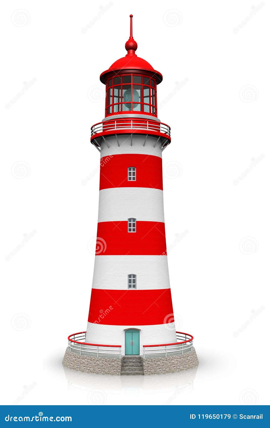 Red Lighthouse Isolated on White Background Stock Illustration ...