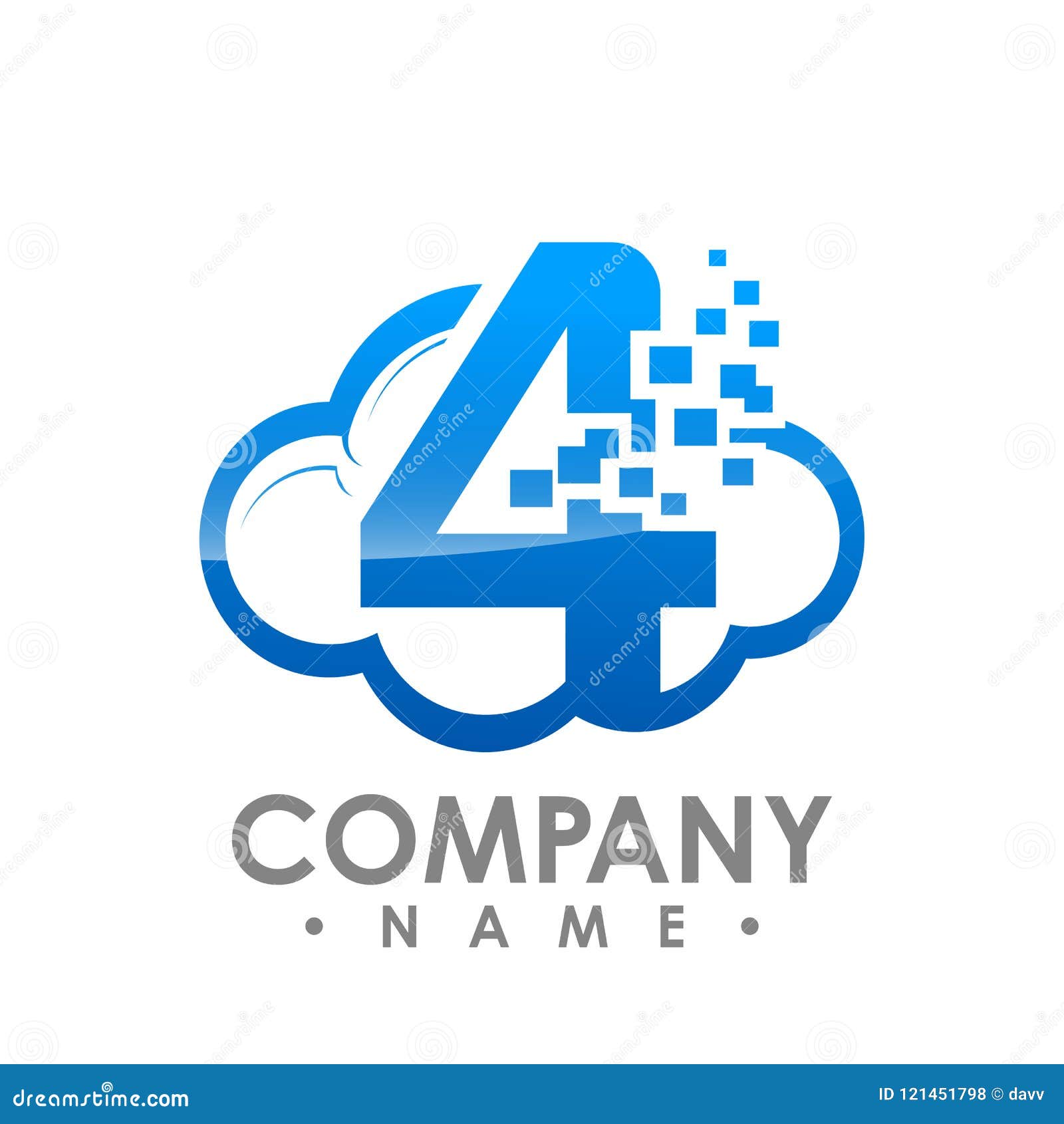 Creative Abstract Data Cloud Number Four Vector Logo Design Temp Stock ...