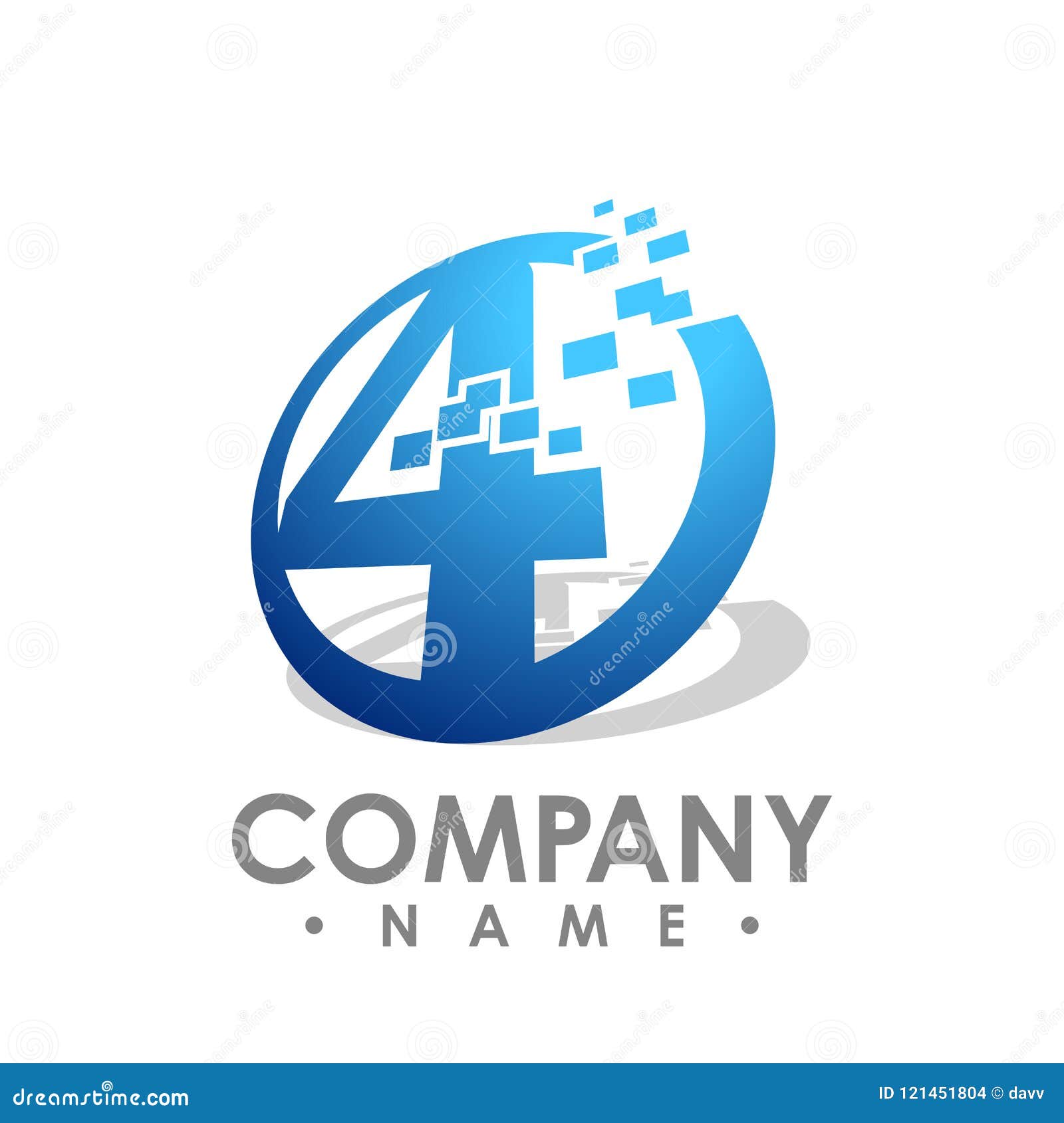 Creative Abstract Data Number Four Vector Logo Design Template E Stock ...