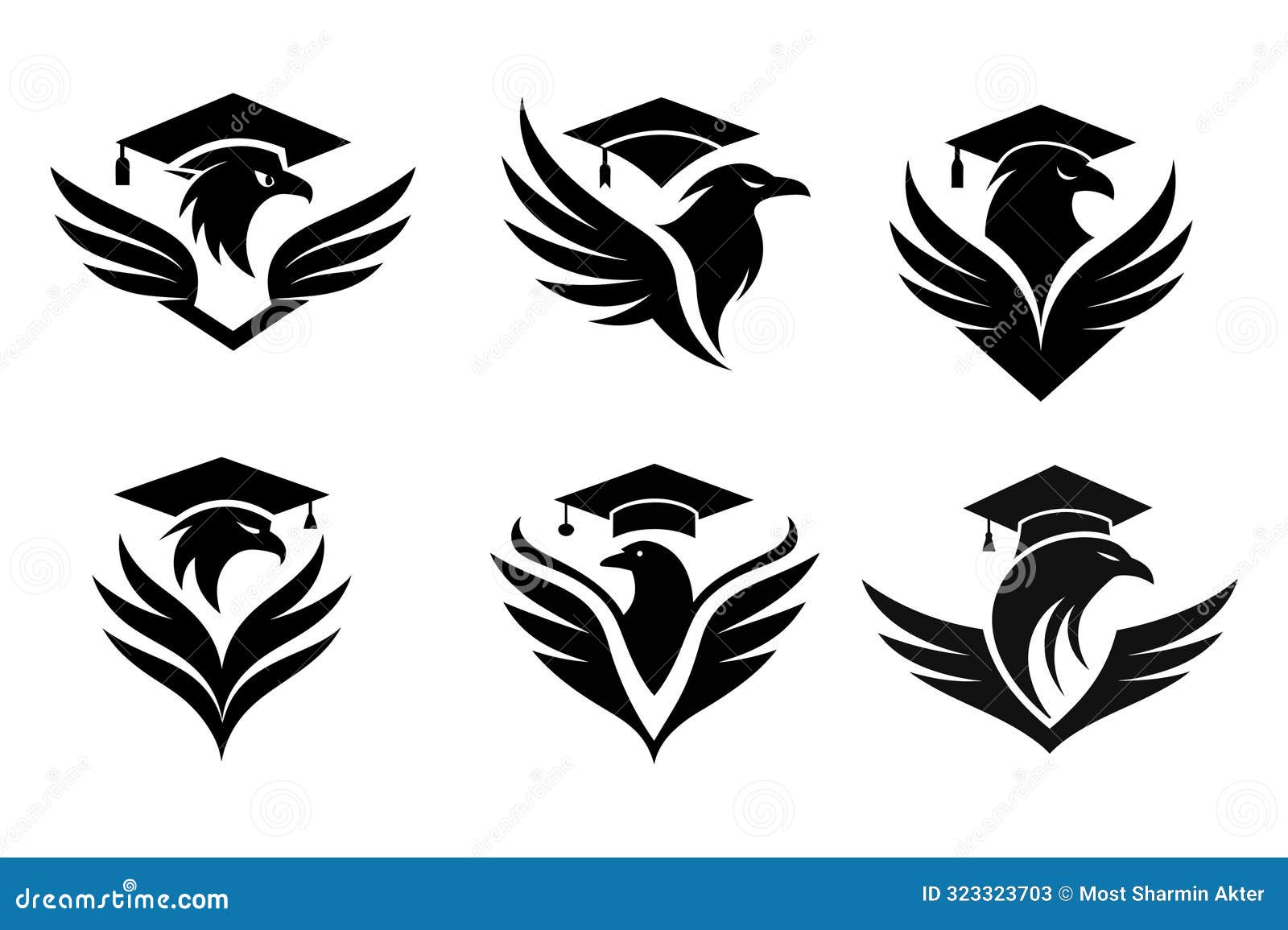 Creative Abstract Eagle Bird Graduation Hat Logo Vector Illustration ...