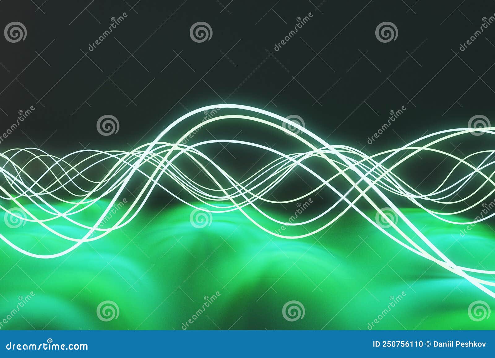 Creative Abstract Green Sound Wave Backdrop. Stock Illustration ...