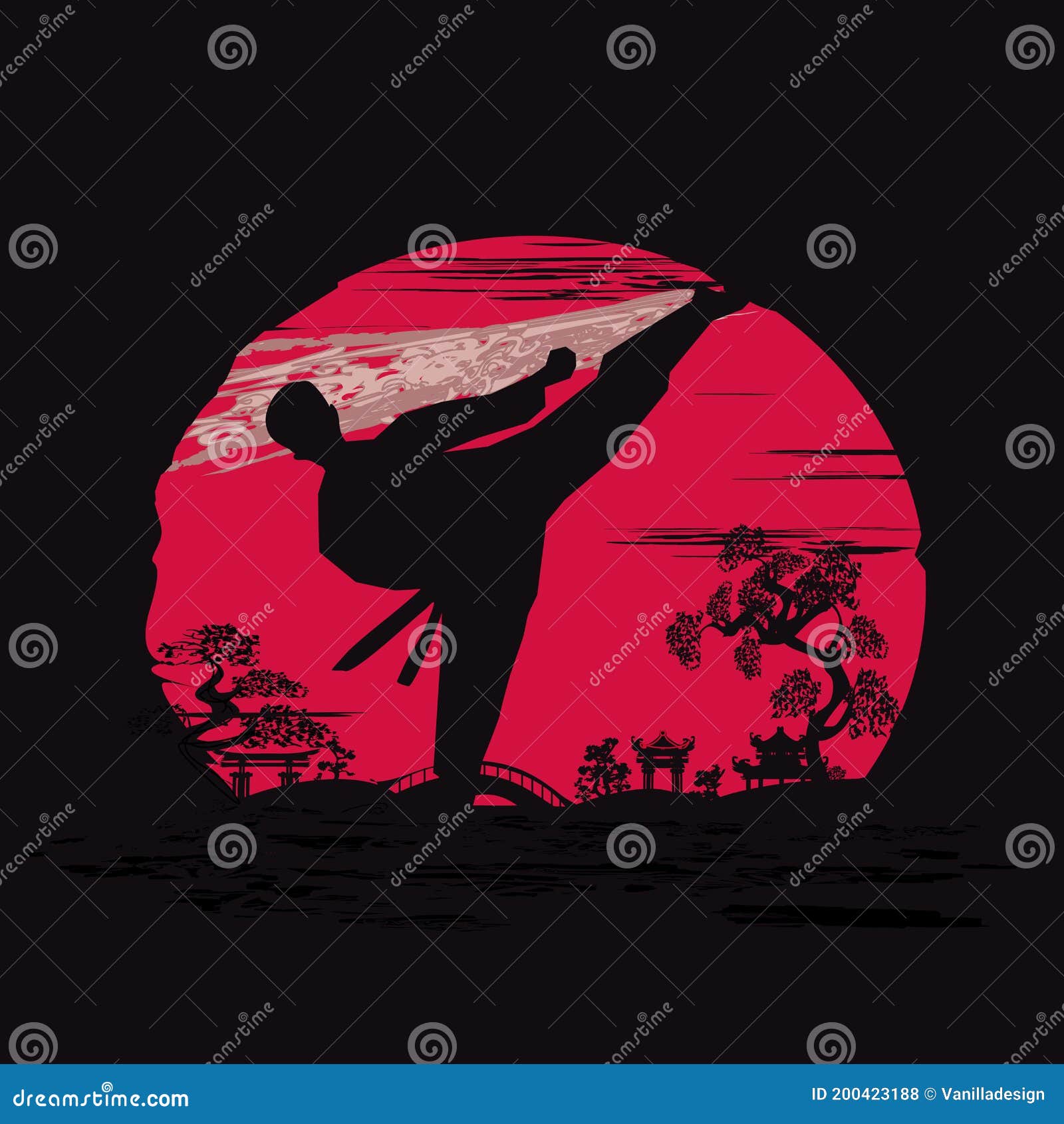 Creative Abstract Illustration of Karate Fighter Stock Vector ...