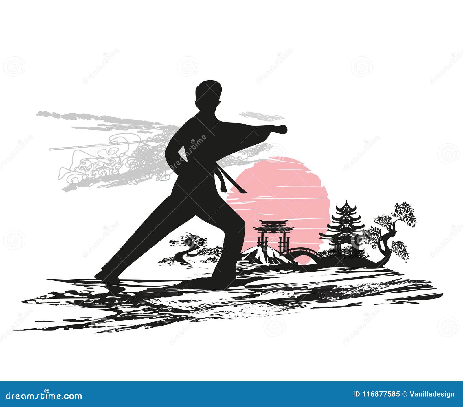 Creative Abstract Illustration of Karate Fighter Stock Illustration ...