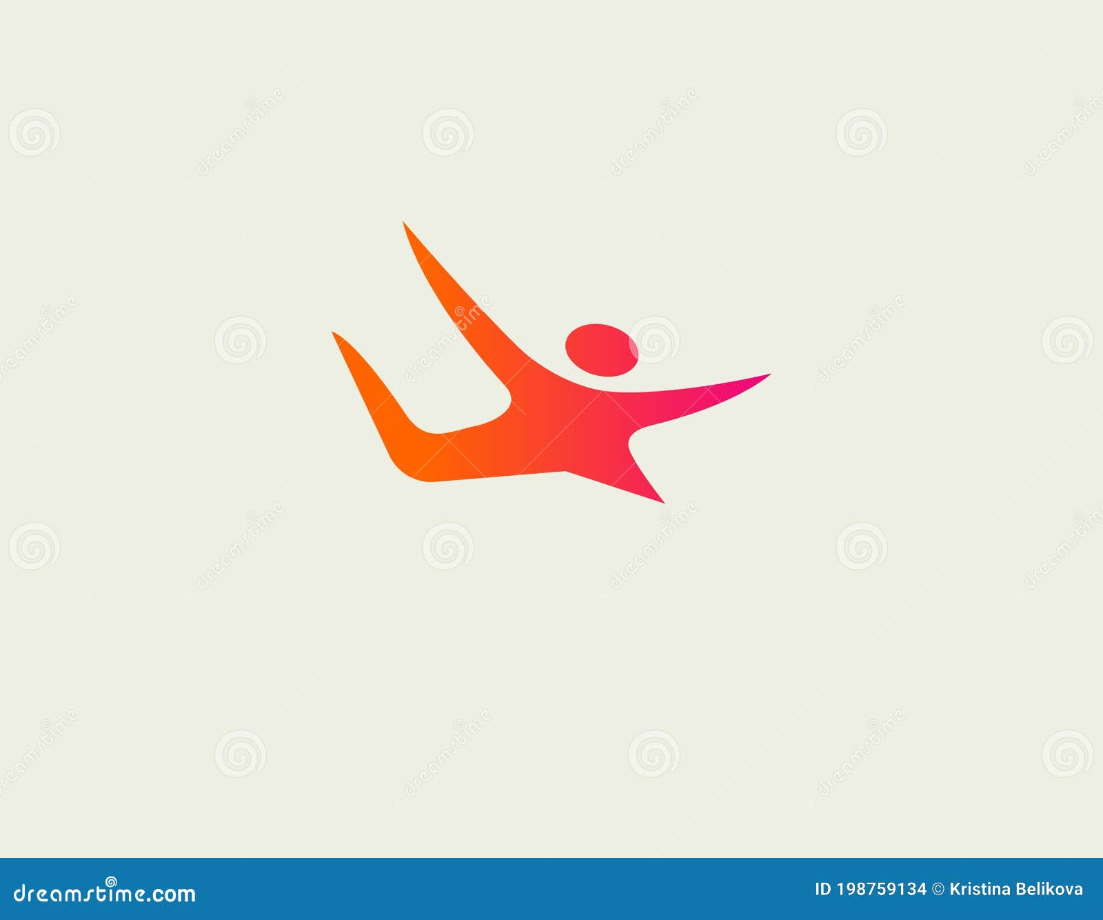 Creative Abstract Red Icon Flying Man Base Jumping Stock Vector ...
