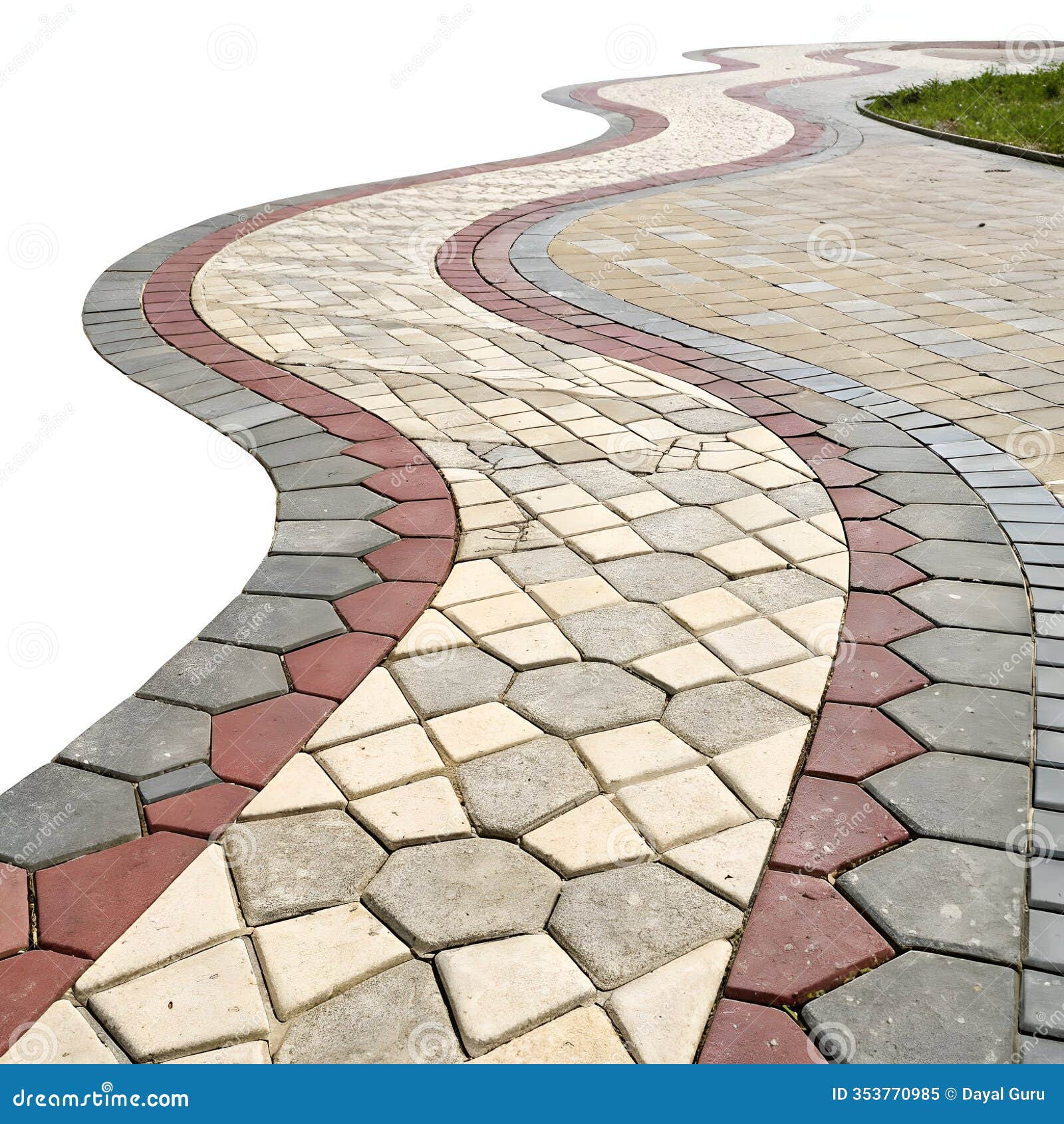 Abstract Paved Tiles Path Isolated on White Background Stock ...