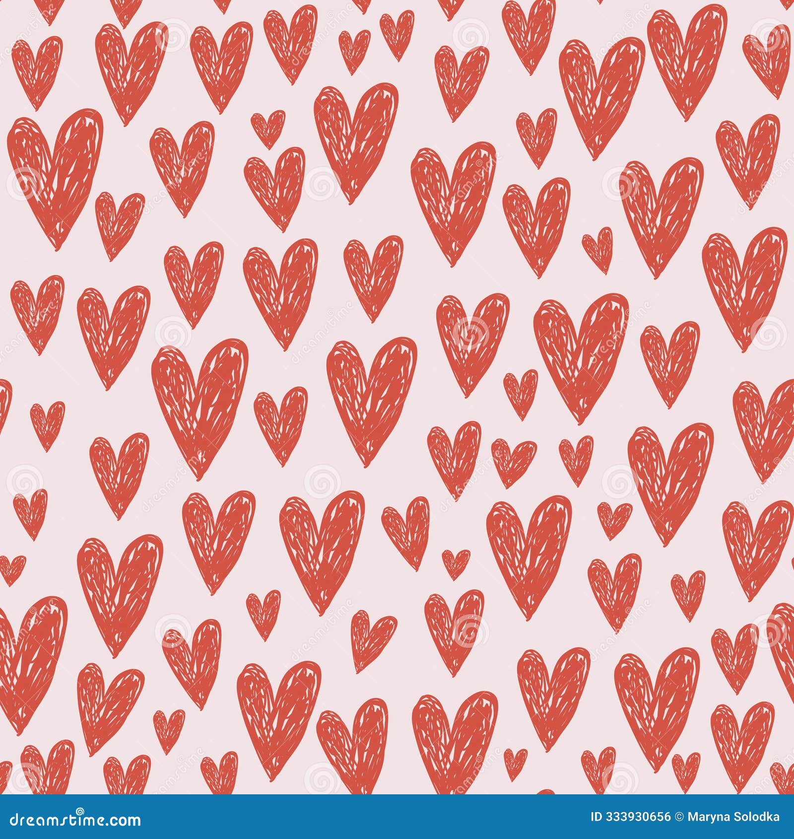 Creative Abstract Seamless Pattern with Pencil Drawn Hearts. Modern ...