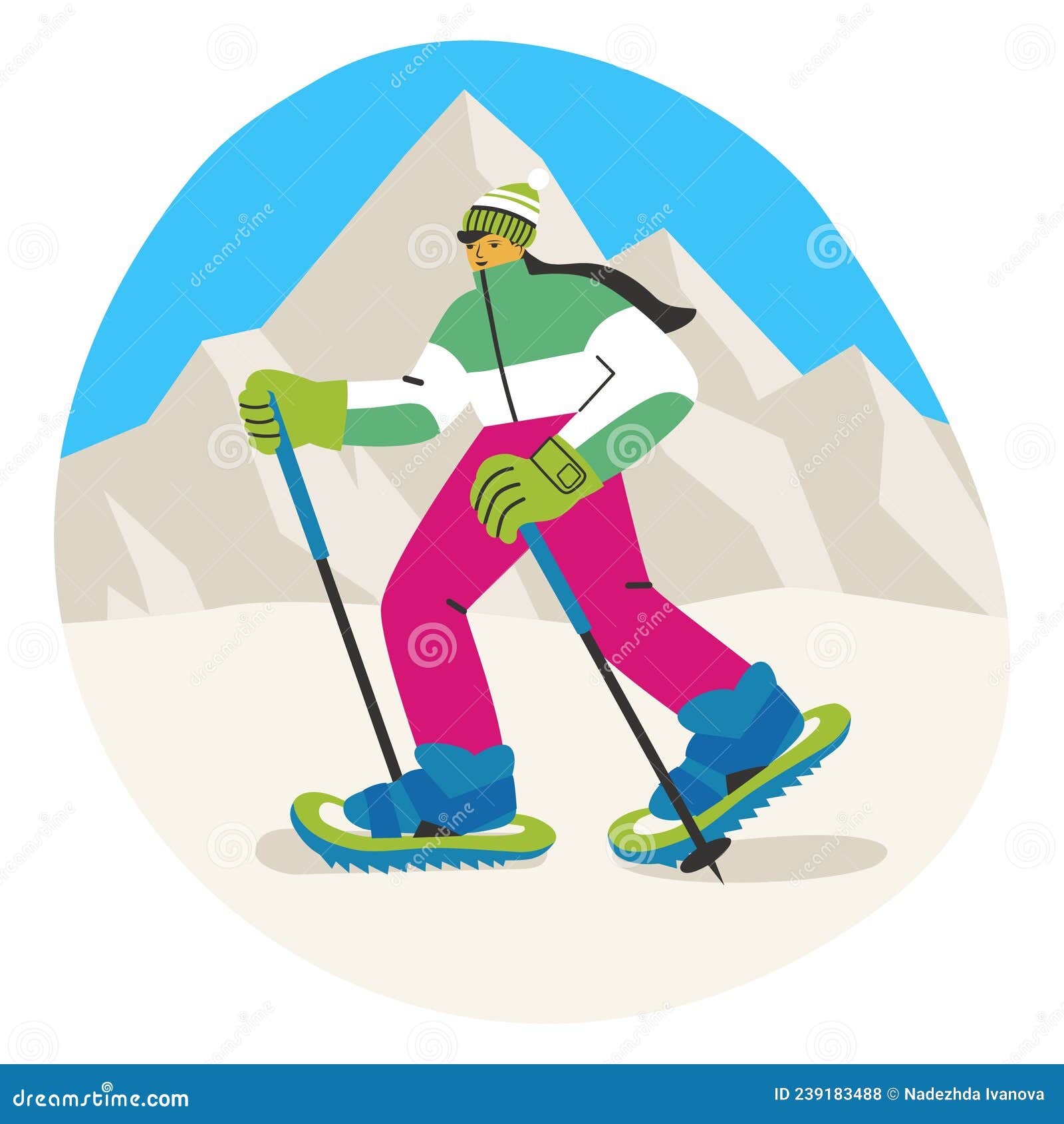 Creative Abstract Snowshoeing Illustration Vector Illustration. Stock ...