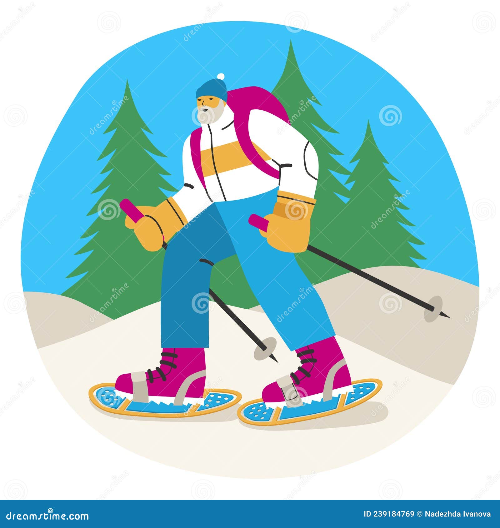 Creative Abstract Snowshoeing Illustration Vector Illustration. Stock ...
