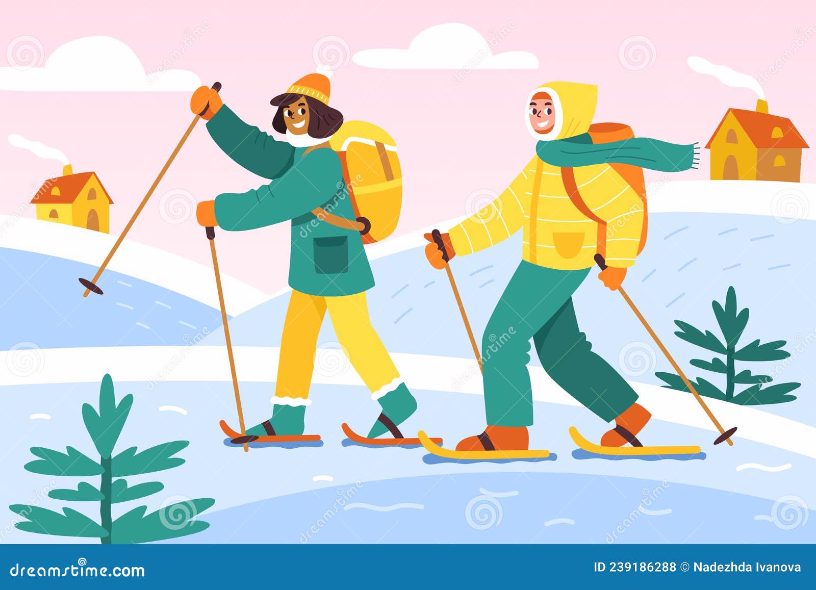 Creative Abstract Snowshoeing Illustration Vector Illustration. Stock ...