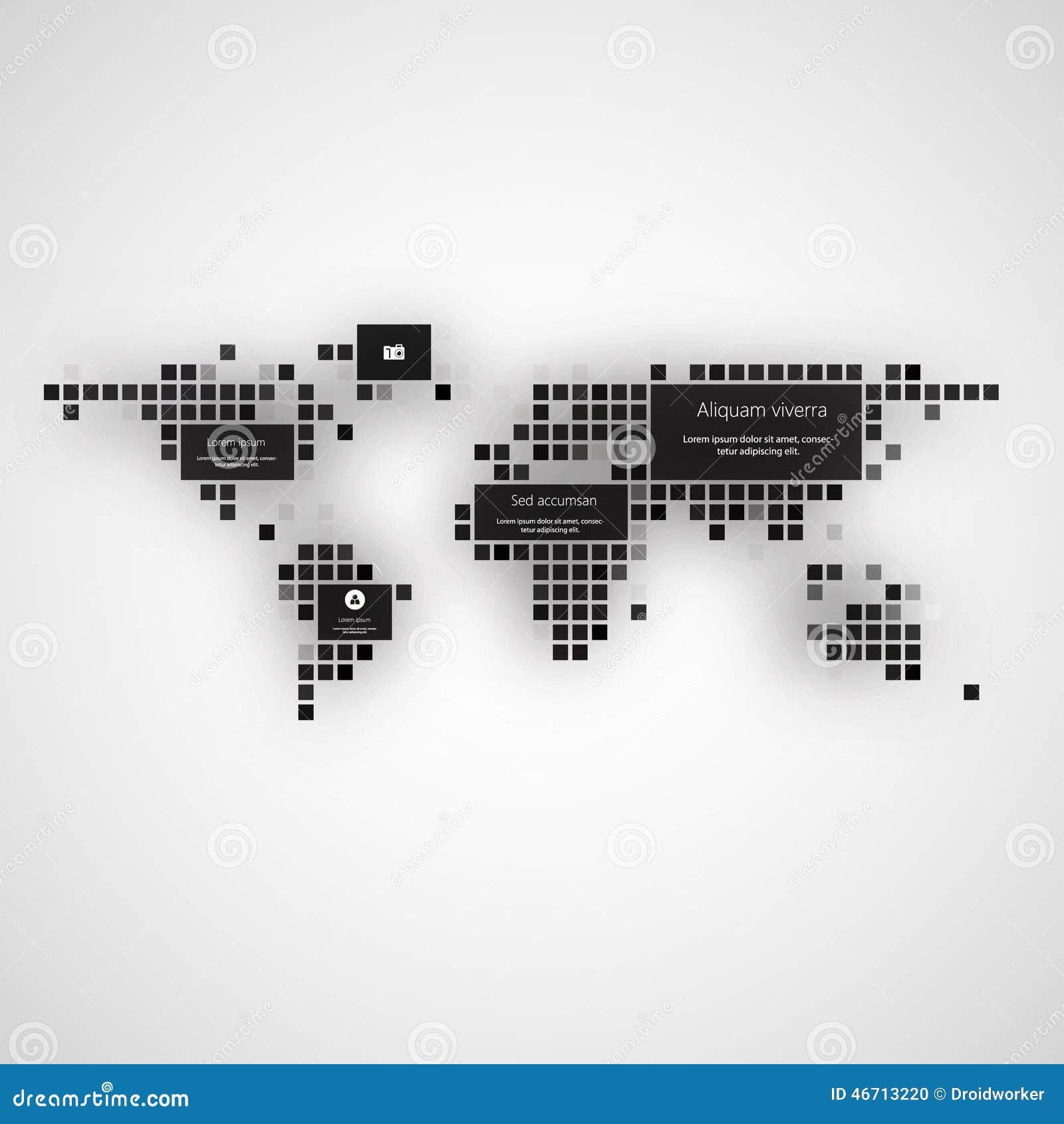 Creative Abstract Square Shape Formed World Map. Stock Vector ...