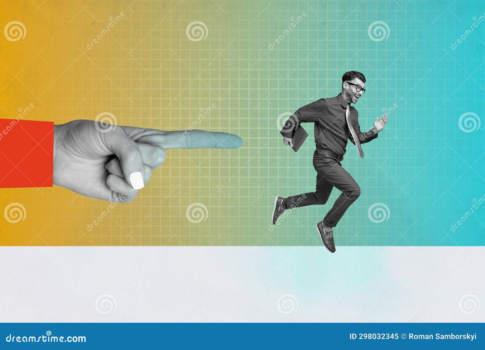 Creative Abstract Template Collage of Finger Point Order Boss Chief ...