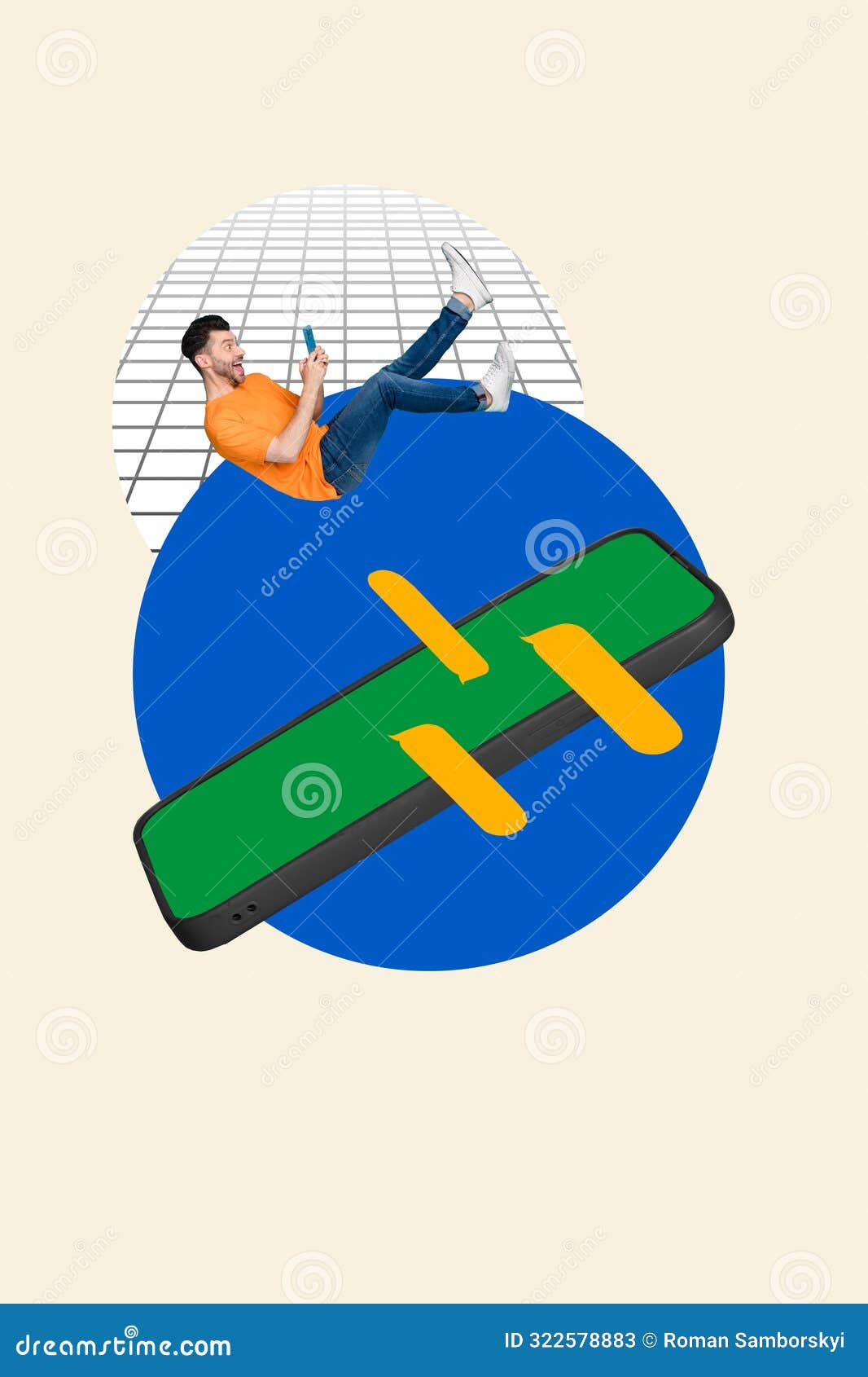 Creative Abstract Template Collage of Funny Falling Man Device Screen ...
