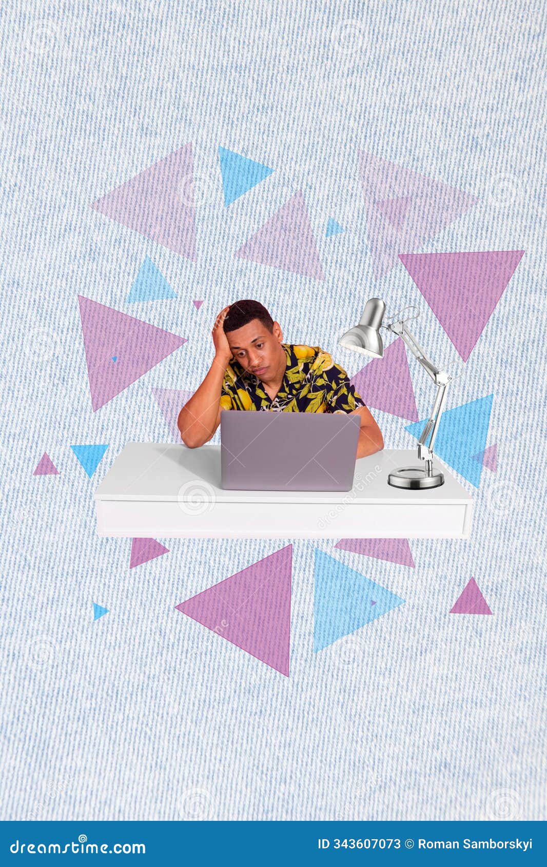 Creative Abstract Template Collage of Tired Depressed Man Working ...