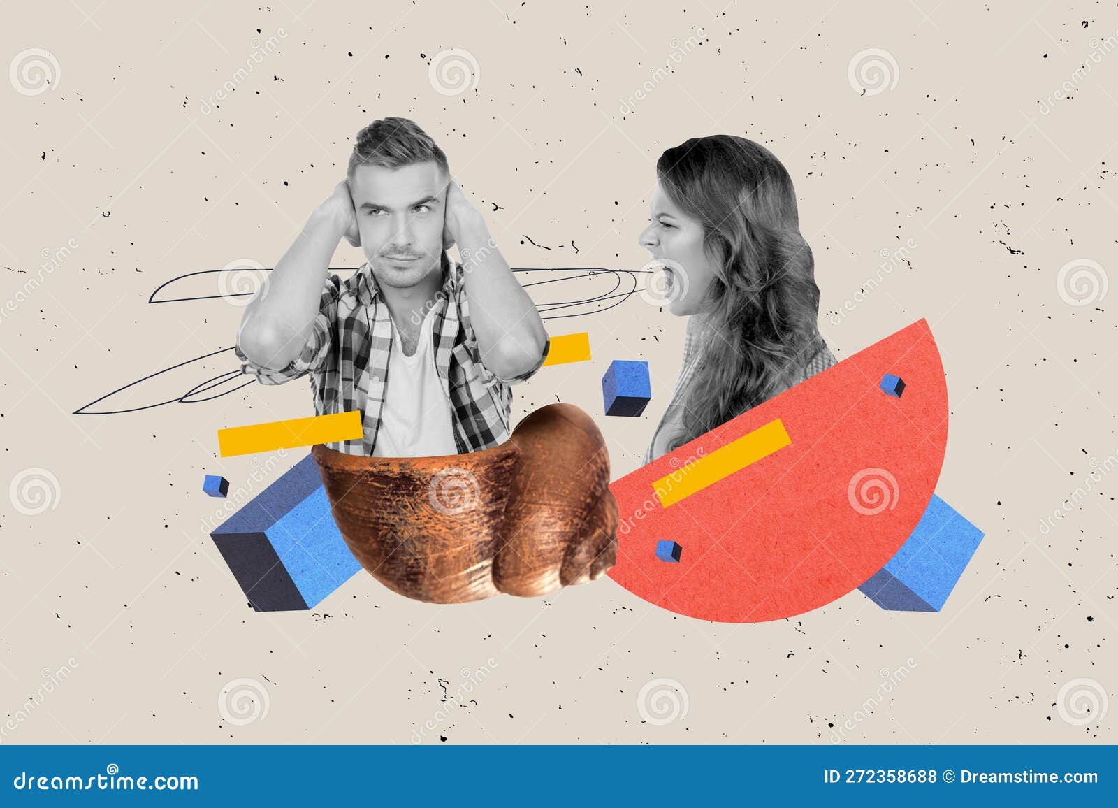 Creative Abstract Template Graphics Collage Image of Angry Lady ...