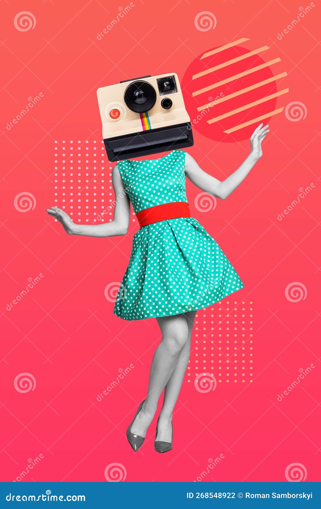 Creative Abstract Template Graphics Collage Image of Charming Funny ...