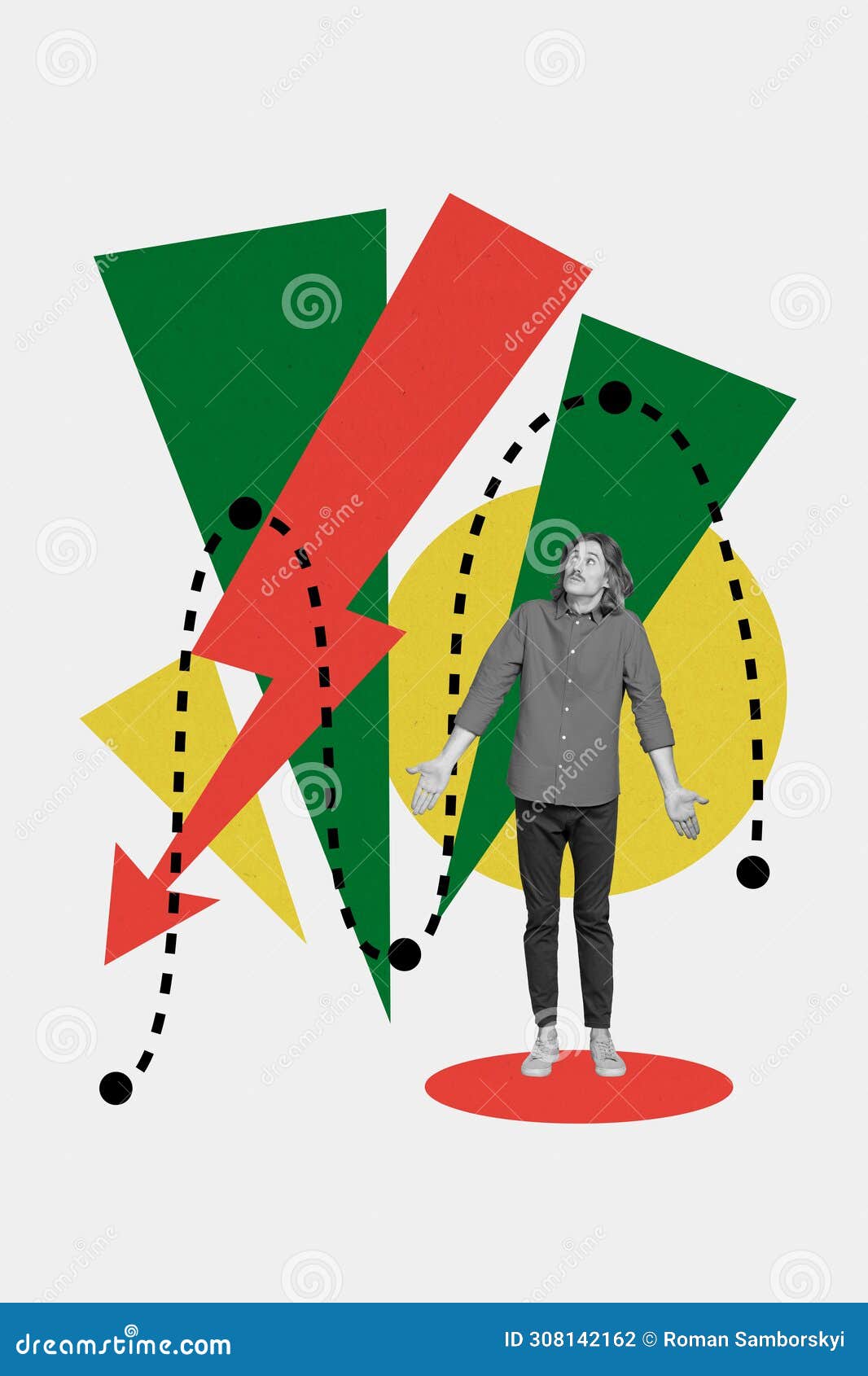 Creative Abstract Template Graphics Collage Image of Doubtful Unsure ...