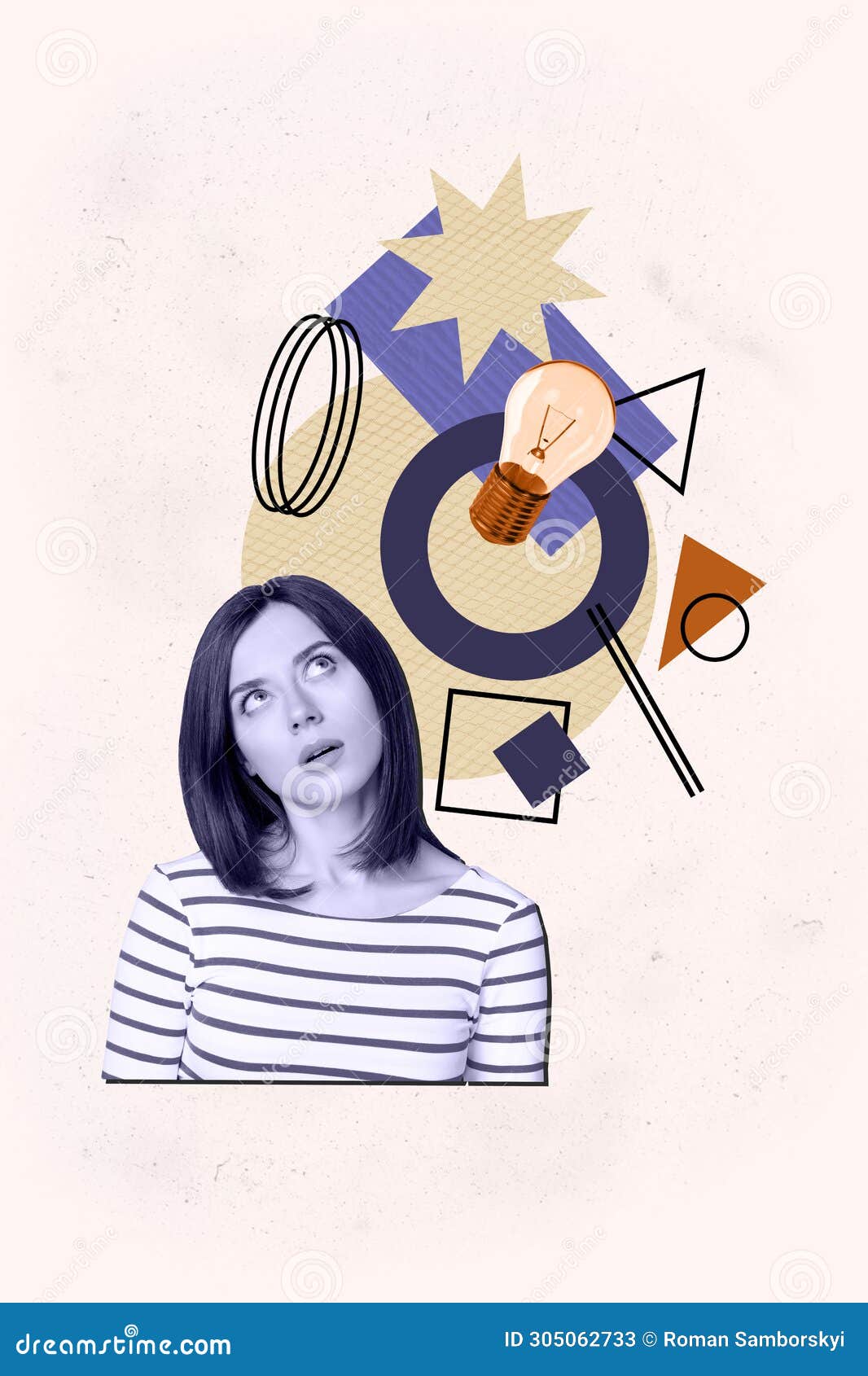 Creative Abstract Template Graphics Collage Image of Doubtful Unsure ...