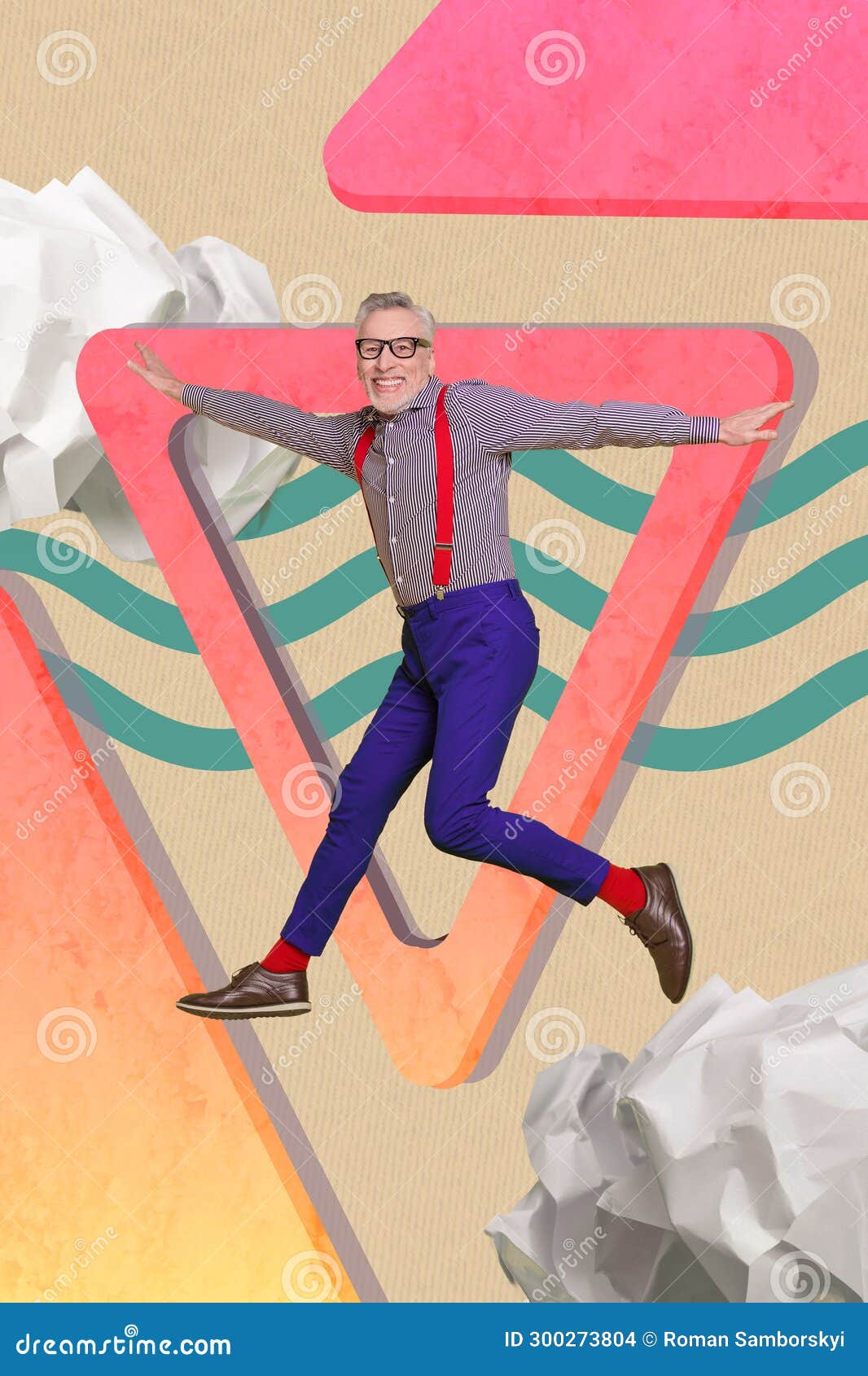 Creative Abstract Template Graphics Collage Image of Excited Funky Guy ...