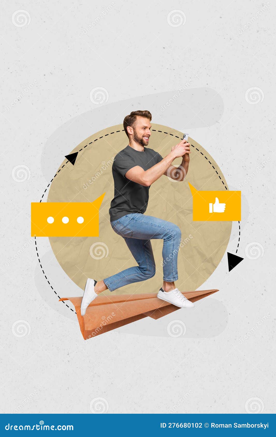 Creative Abstract Template Graphics Collage Image of Excited Guy ...