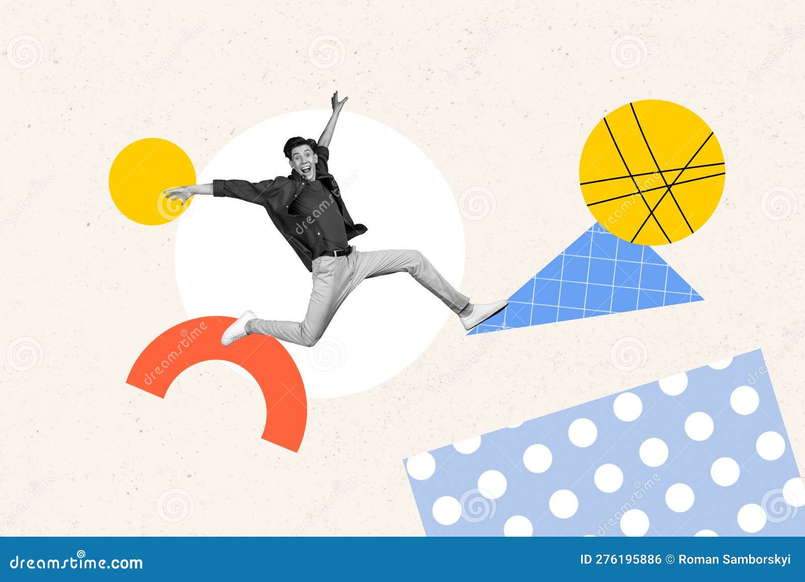 Creative Abstract Template Graphics Collage Image of Funny Funky Guy ...