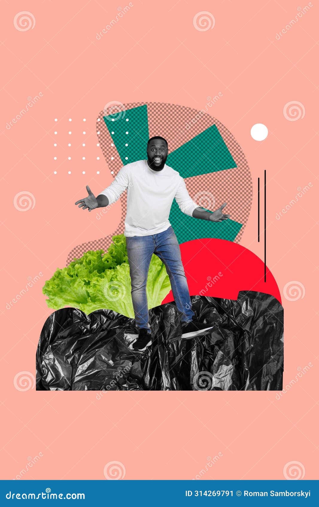 Creative Abstract Template Graphics Collage Image of Funny Guy ...