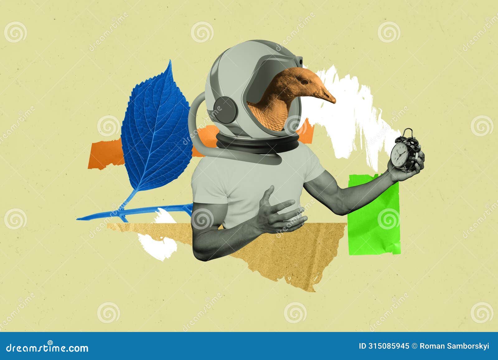 Creative Abstract Template Graphics Collage Image of Funny Guy Goose ...