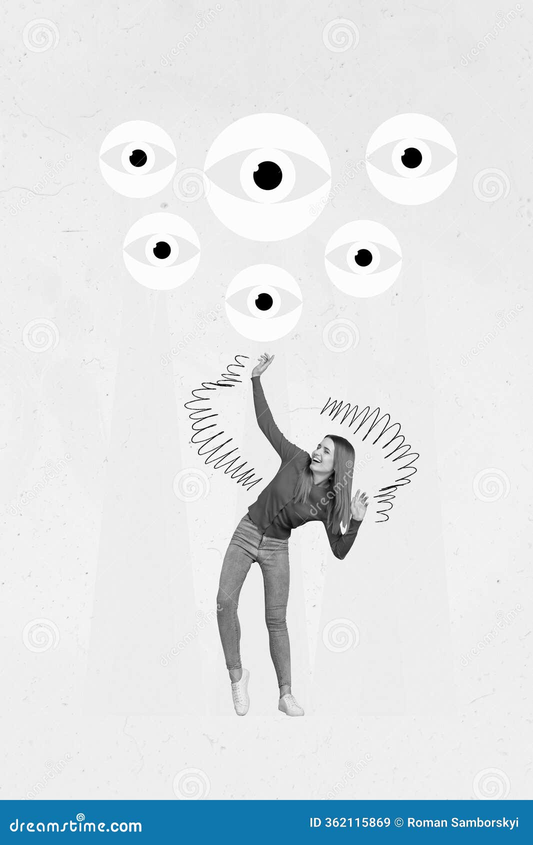 Creative Abstract Template Graphics Collage Image of Funny Lady Dancing ...