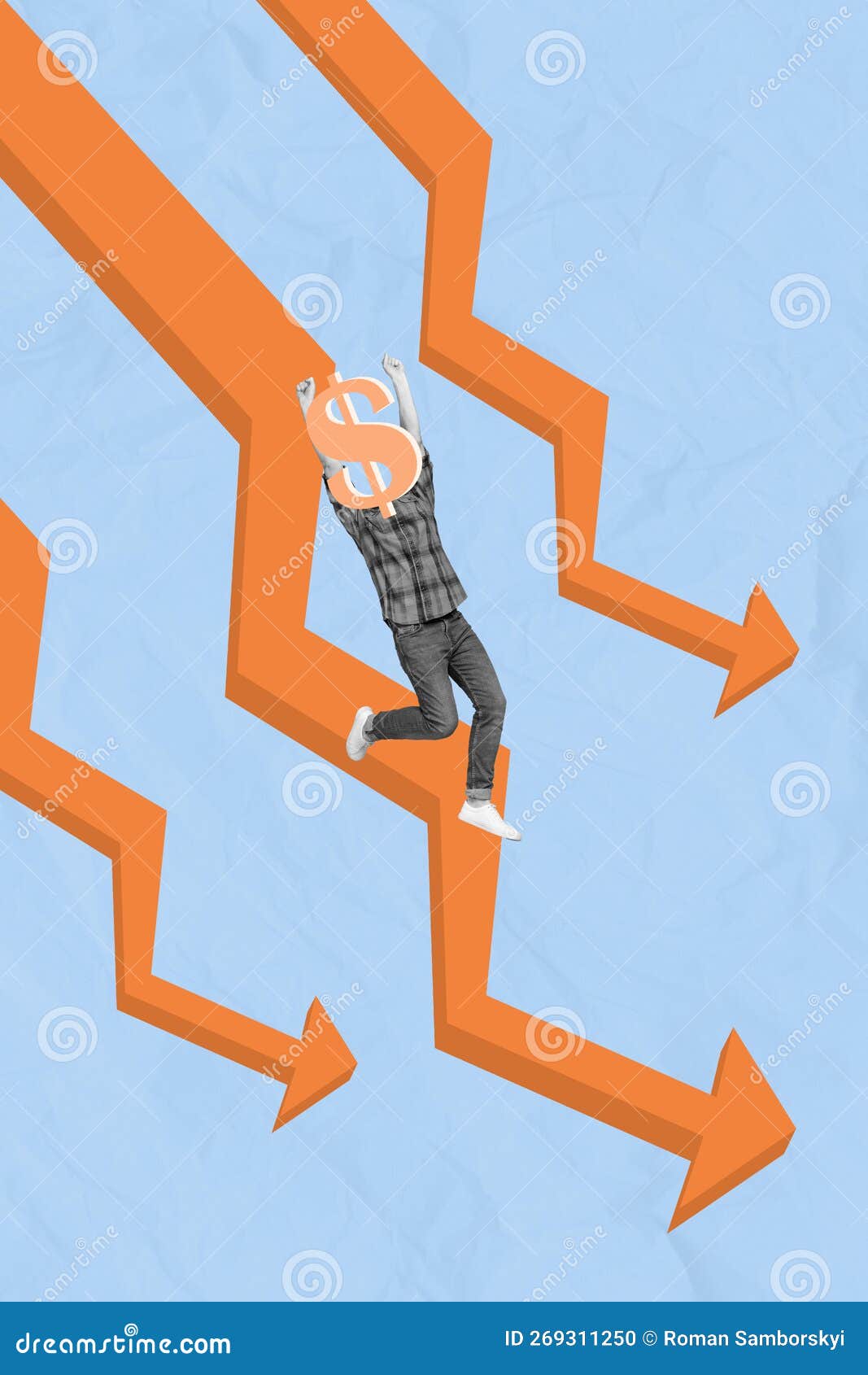 Creative Abstract Template Graphics Collage Image of Guy Dollar instead ...