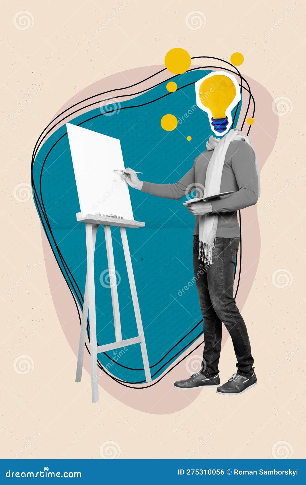 Creative Abstract Template Graphics Collage Image of Guy Lamp instead ...