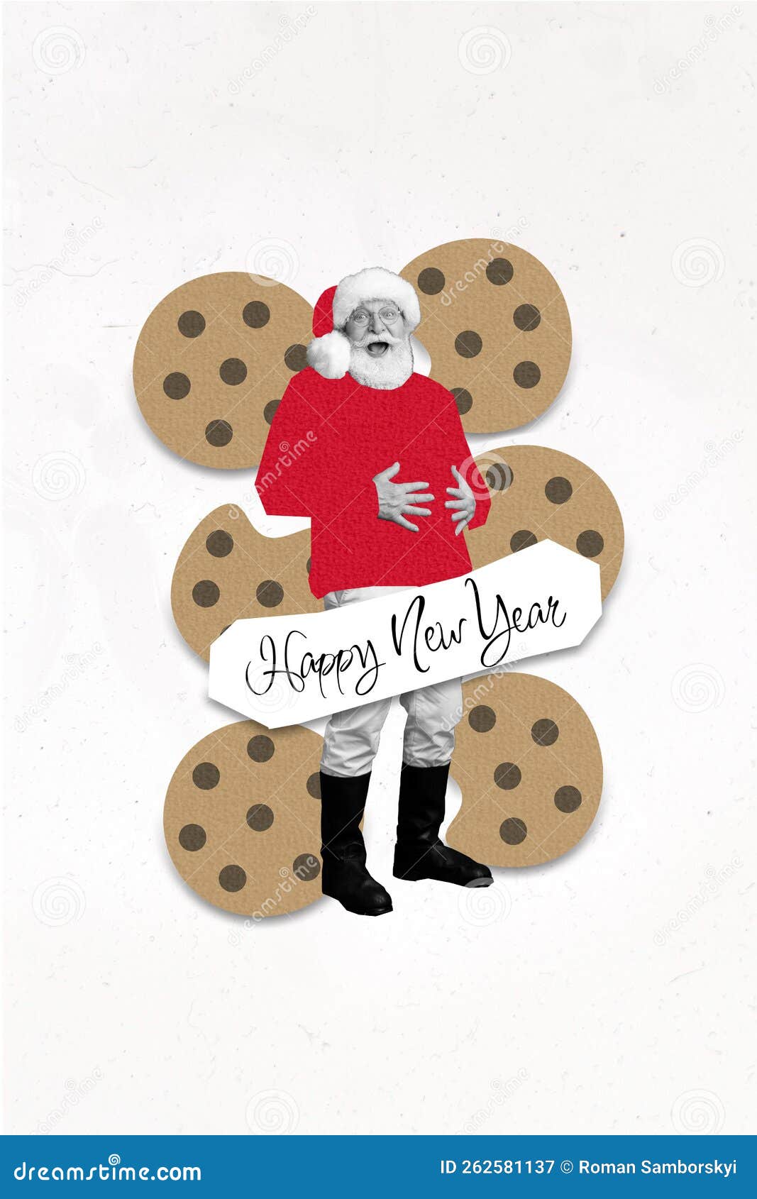 Creative Abstract Template Graphics Collage Image of Hungry Santa Ready ...