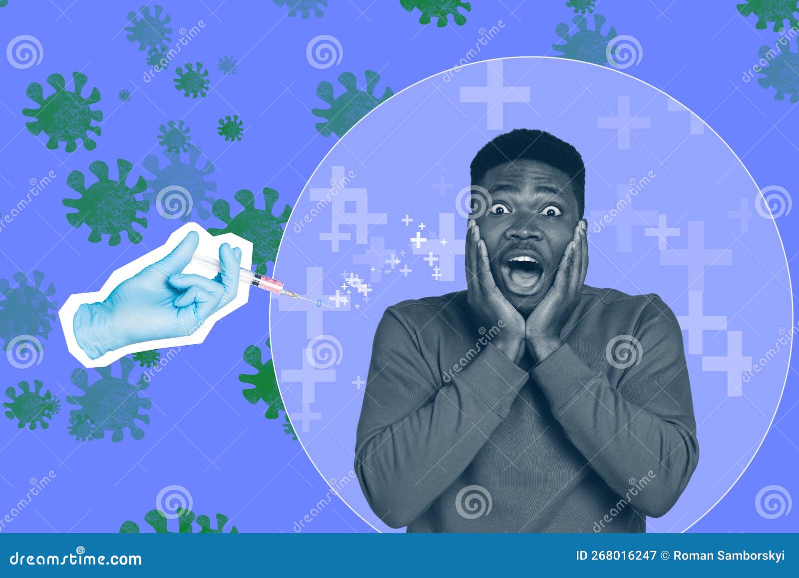 Creative Abstract Template Graphics Collage Image of Shocked Scared Guy ...