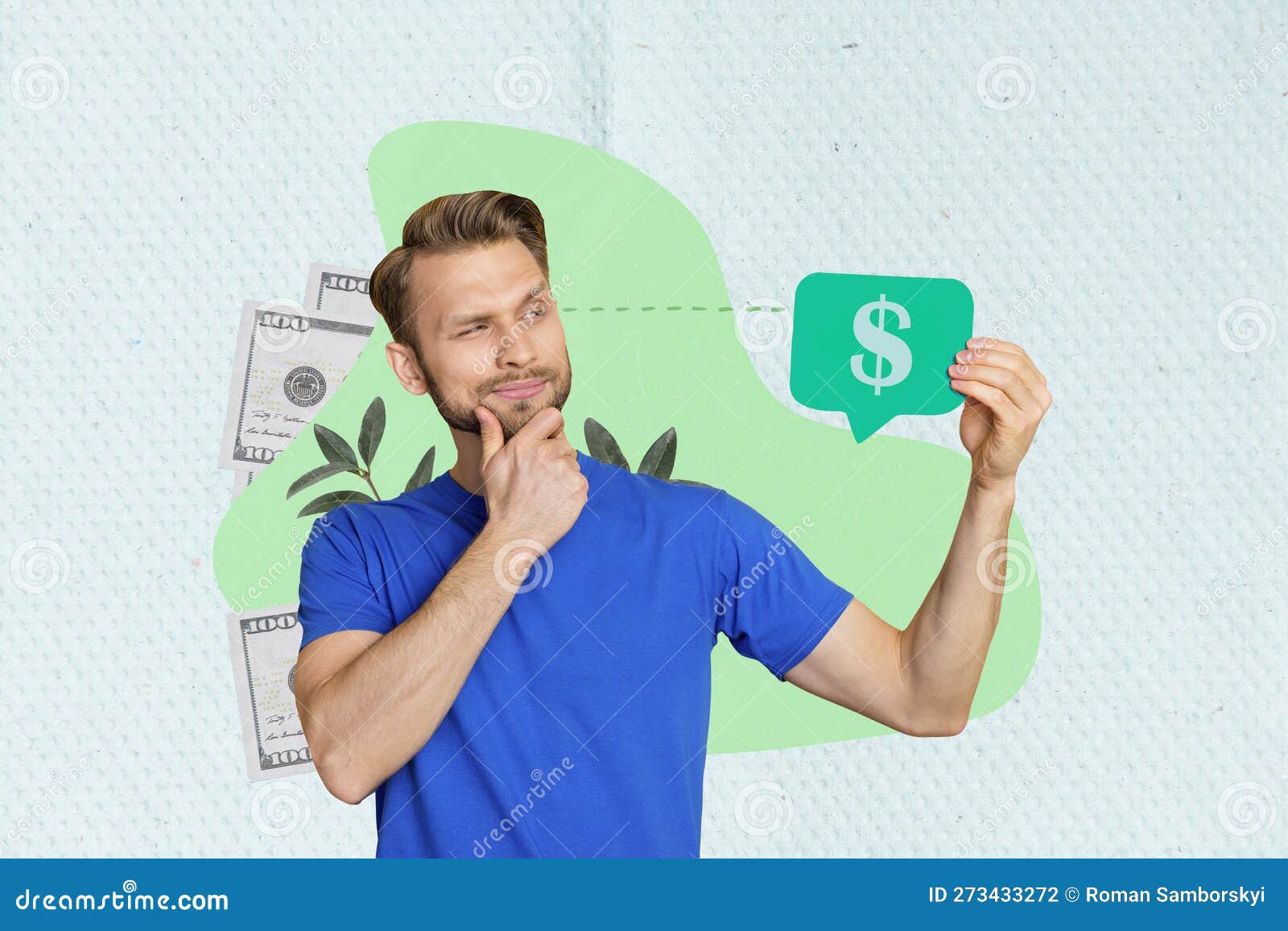 Creative Abstract Template Graphics Collage Image of Smart Thoughtful ...