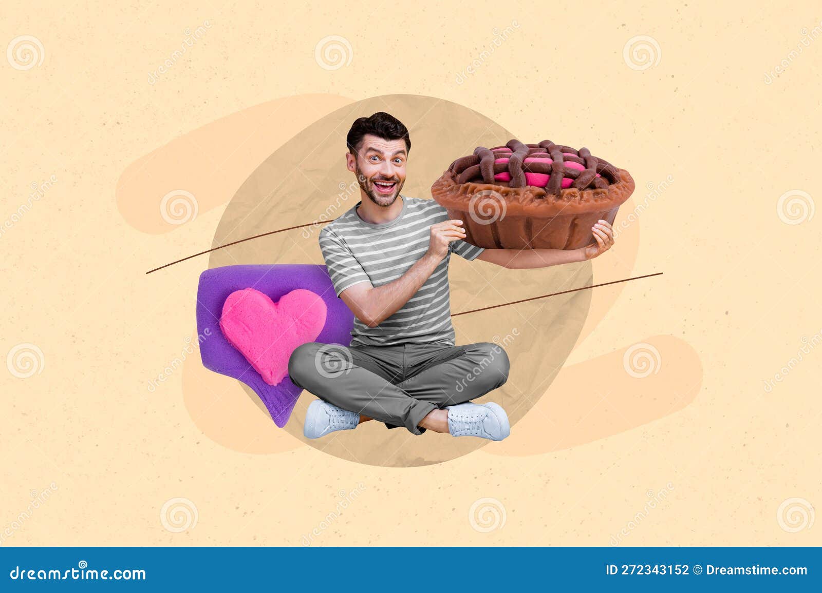 Creative Abstract Template Graphics Collage Image of Smiling Guy ...