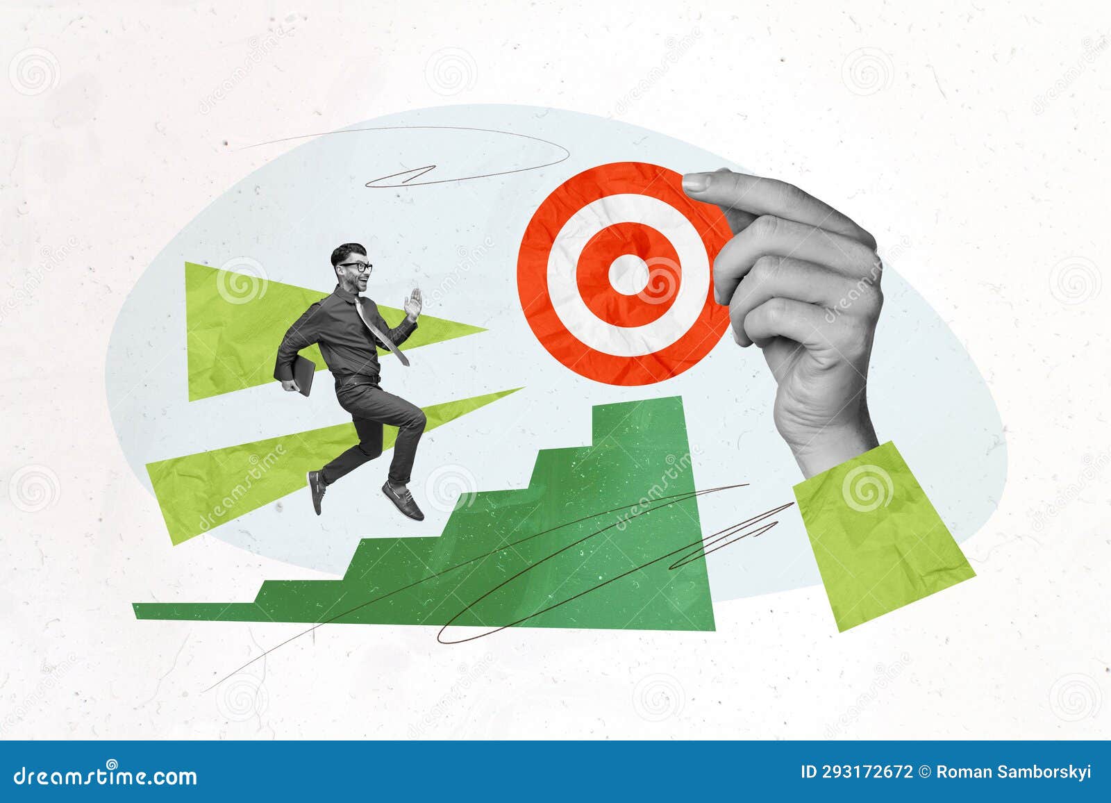 Creative Abstract Template Graphics Collage Image of Smiling Purposeful ...