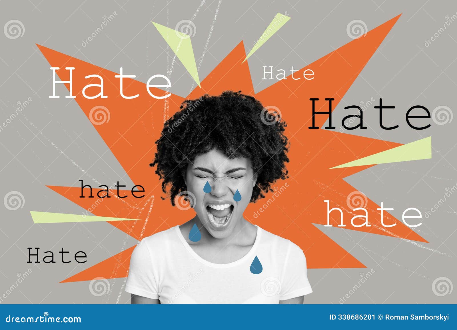 Creative Abstract Template Graphics Collage Image of Stressed Unhappy ...