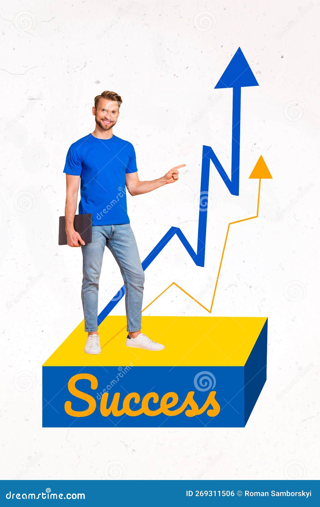 Creative Abstract Template Graphics Collage Image of Successful Guy ...