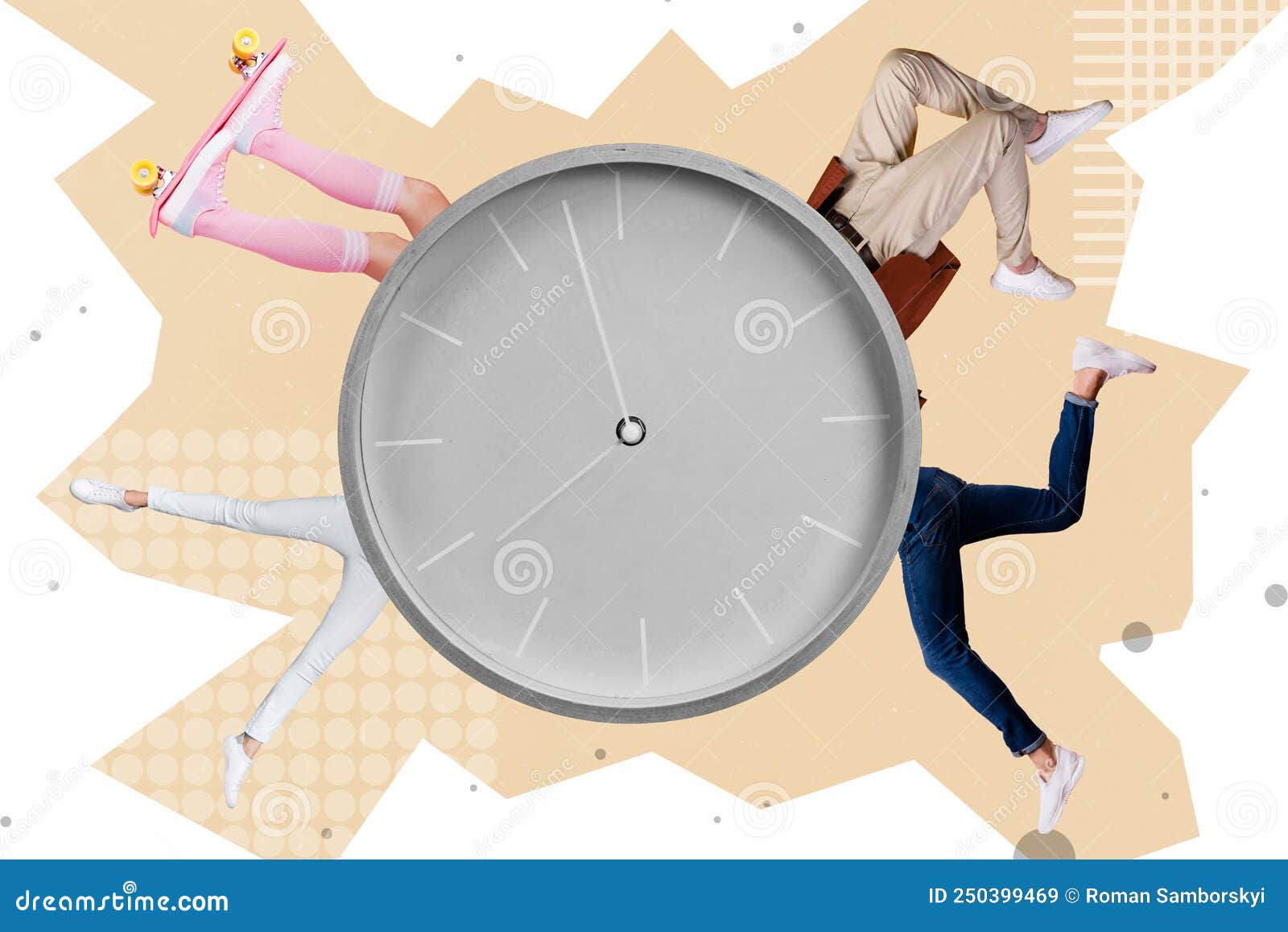 Creative Abstract Template Graphics Image of Clock Many Legs Running Do ...