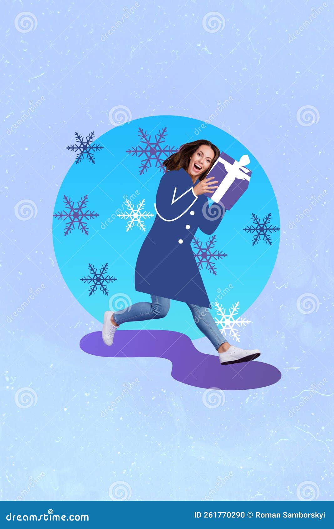 Creative Abstract Template Graphics Image of Excited Smiling Lady ...