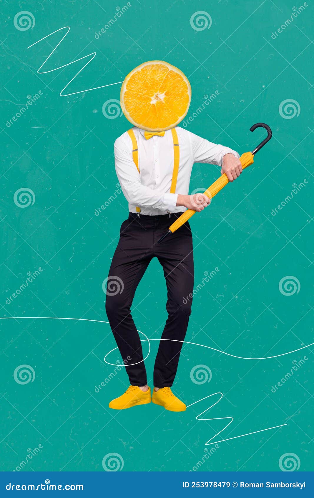 Creative Abstract Template Graphics Image of Funny Funky Guy Citrus ...