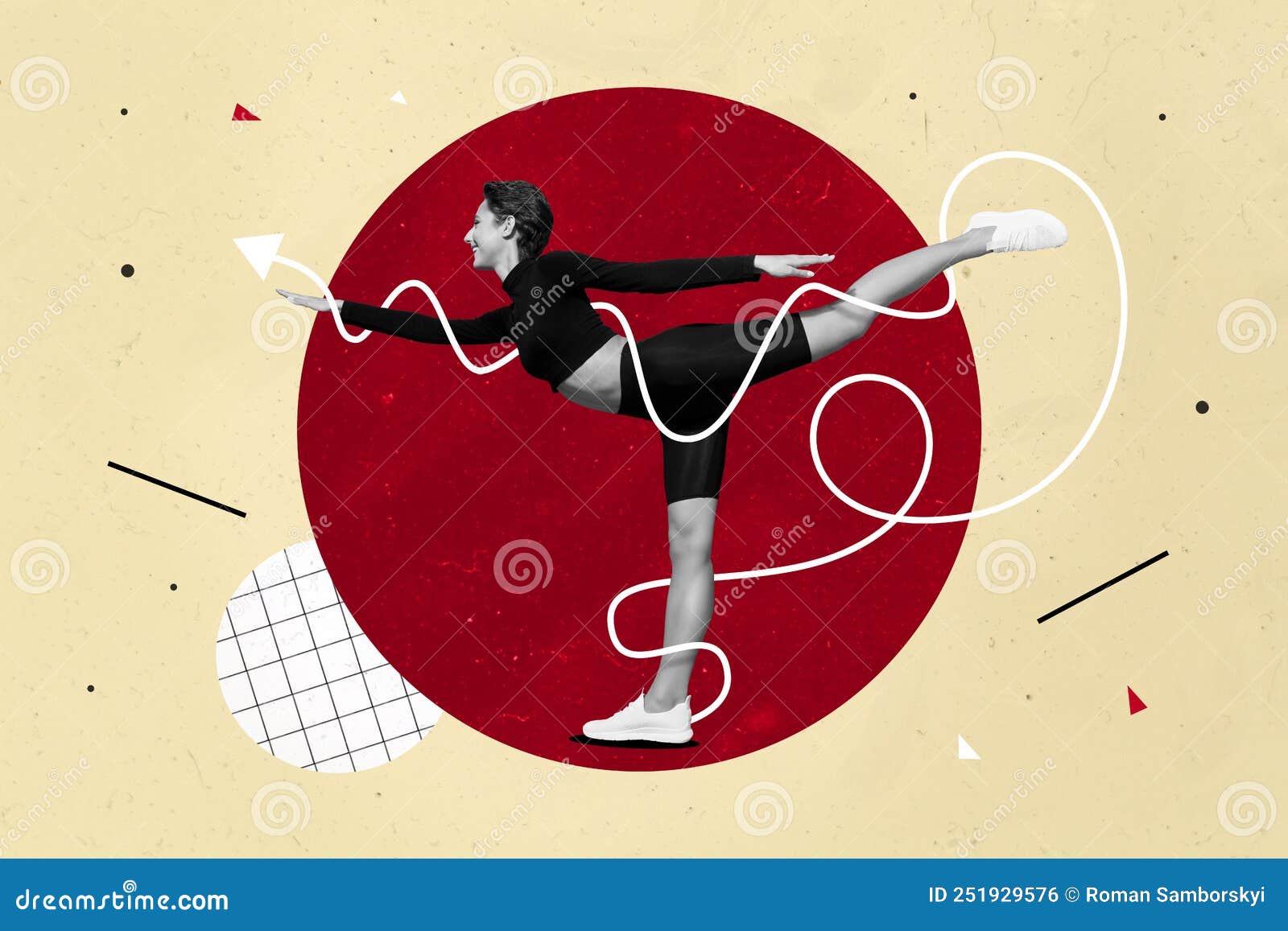 Creative Abstract Template Graphics Image of Funny Lady Standing One ...