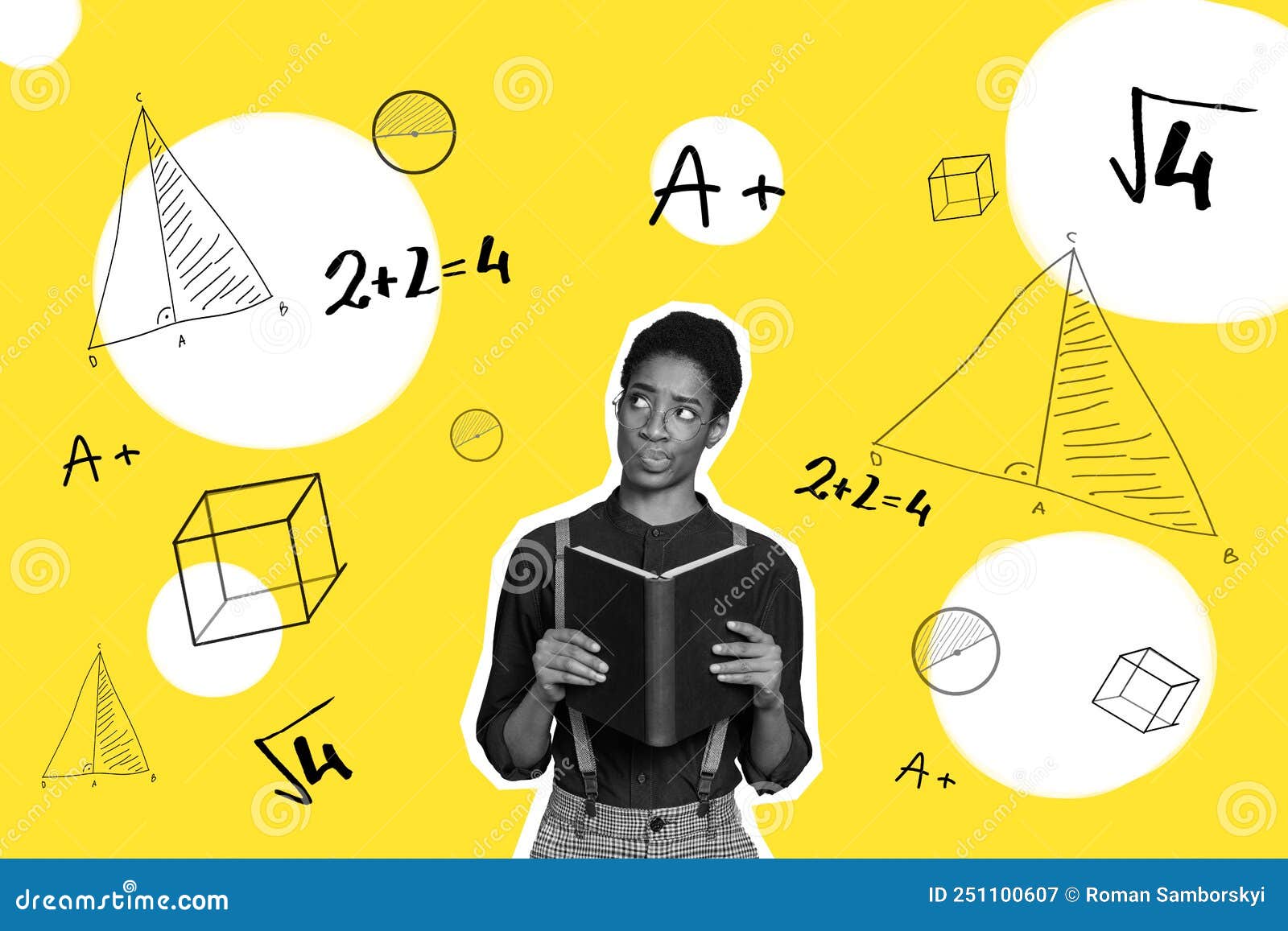 Creative Abstract Template Graphics Image of Intelligent Lady Learning ...